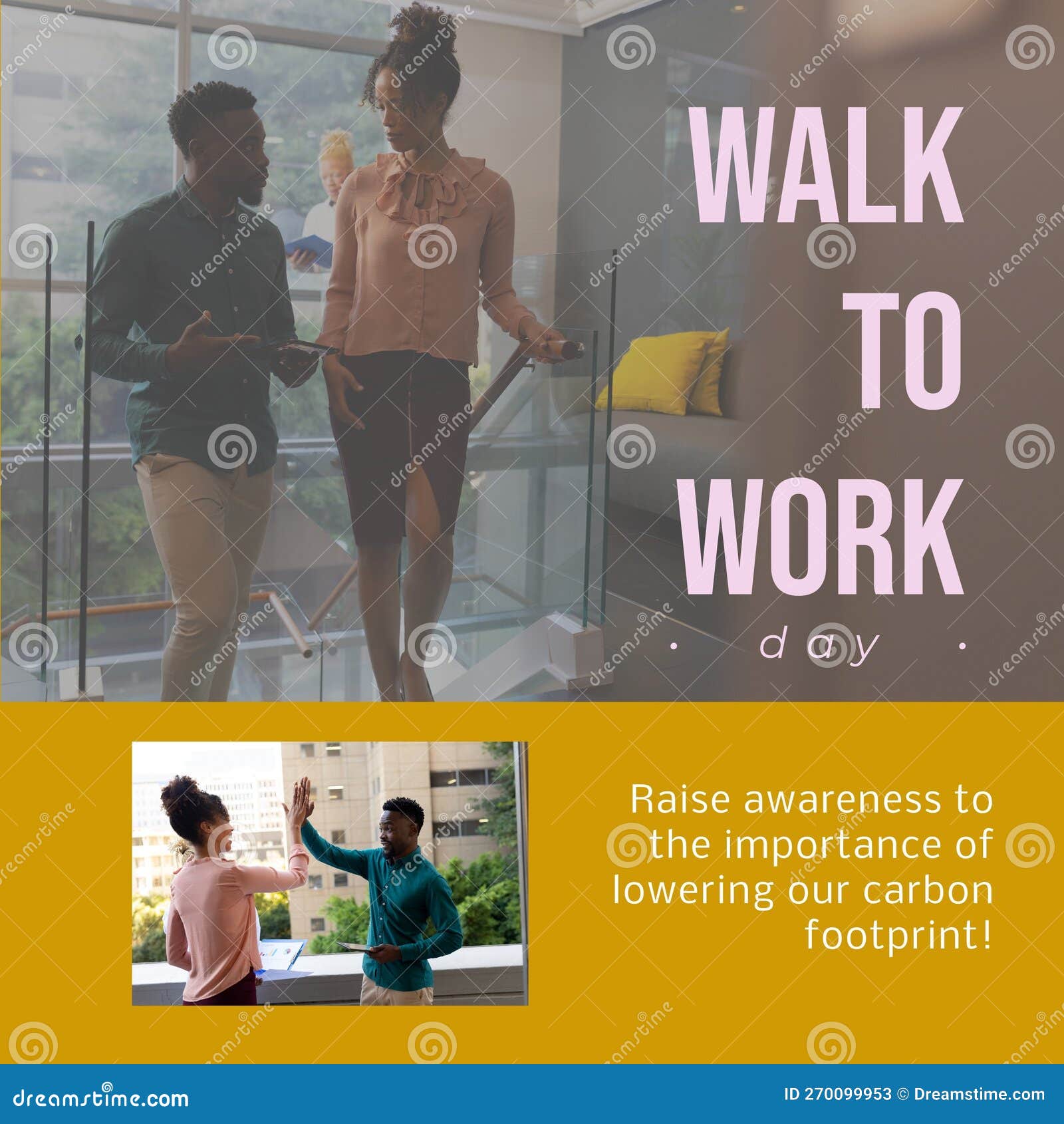 Composition of Walk To Work Day Text and Diverse Business People ...