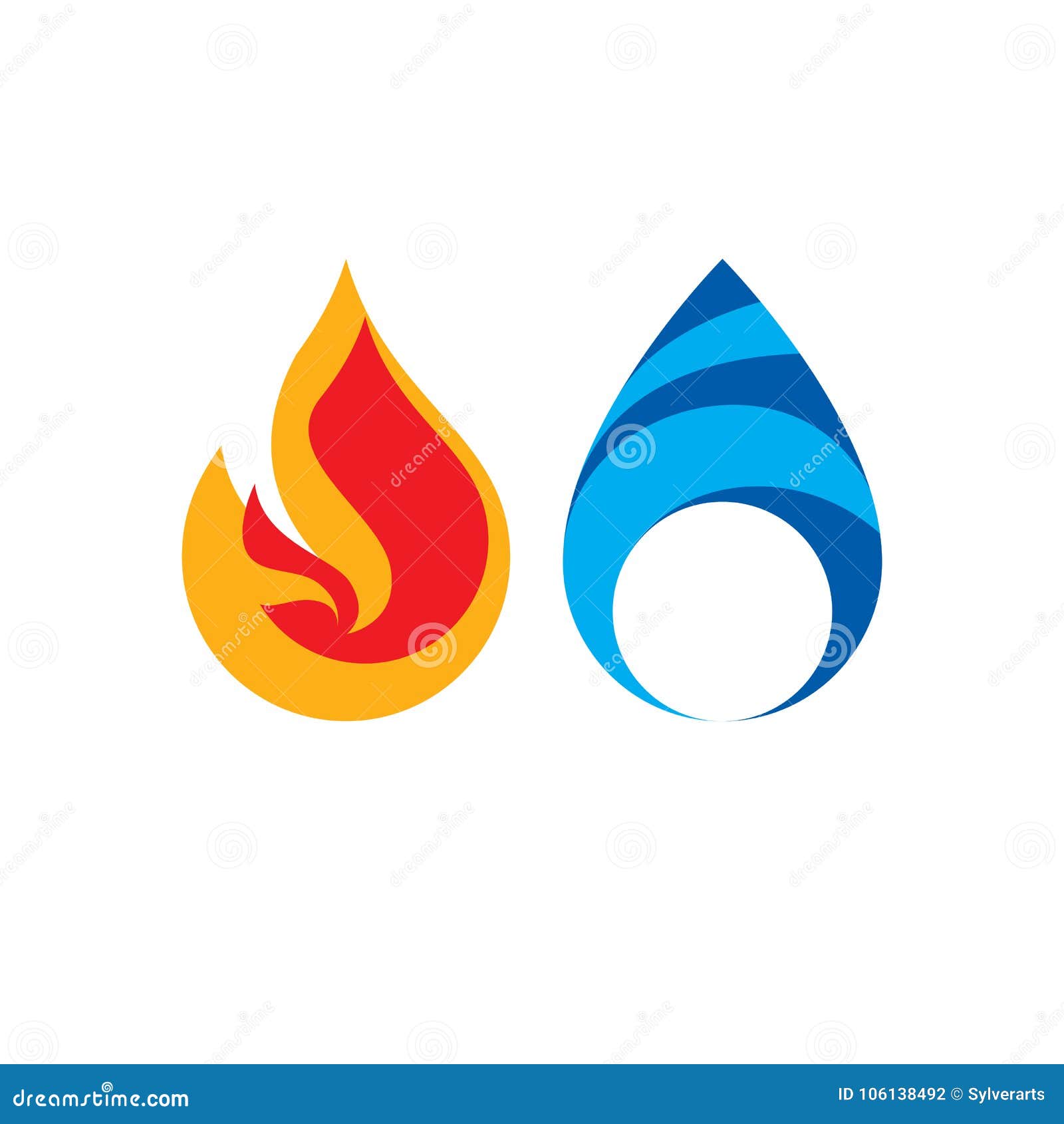 Composition of Water and Fire Elements, Nature Power. Stock Vector ...