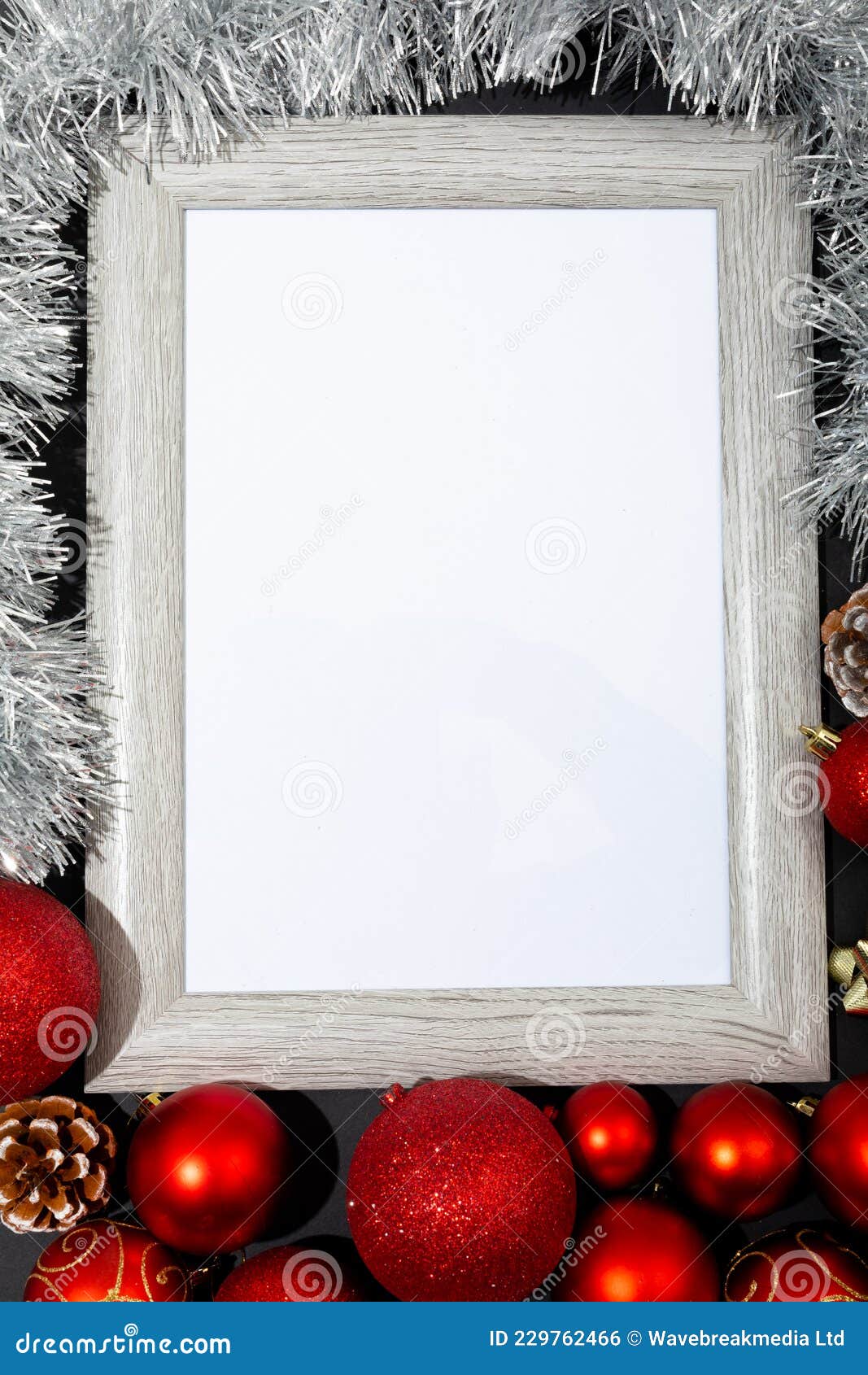 Composition of White Card in Frame with Copy Space and Christmas ...