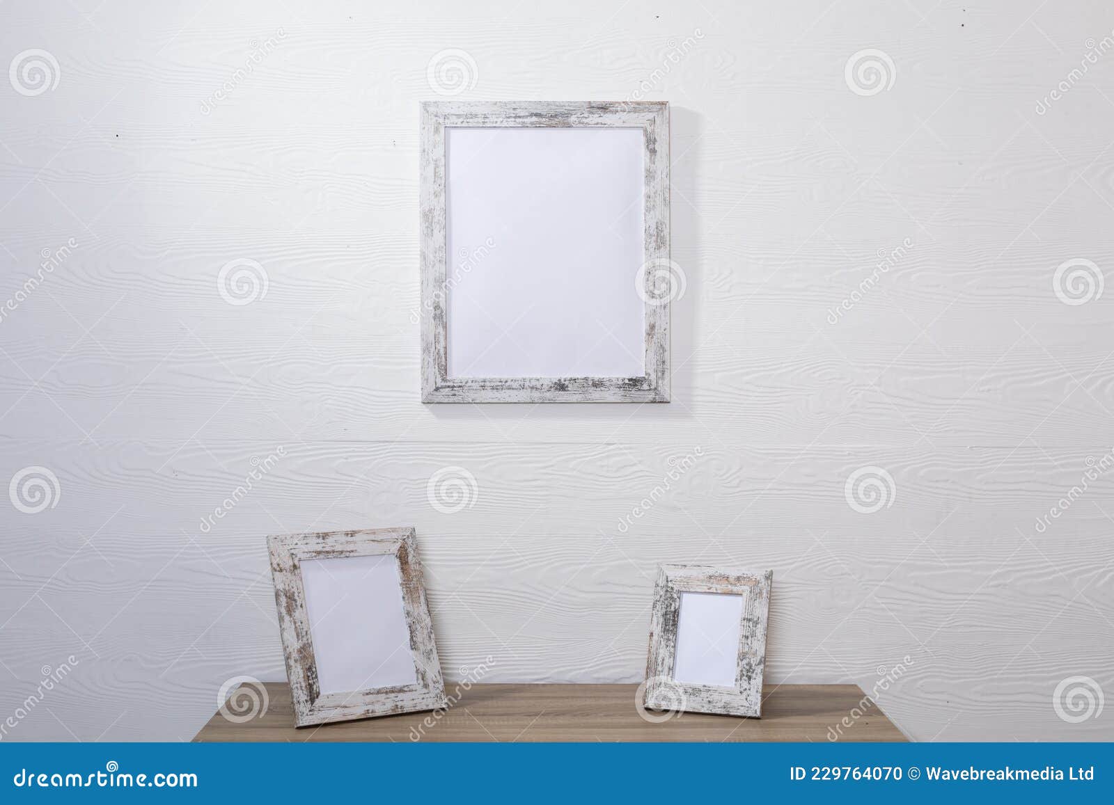 Composition of White Card in Frame with Copy Space and Decorations on ...