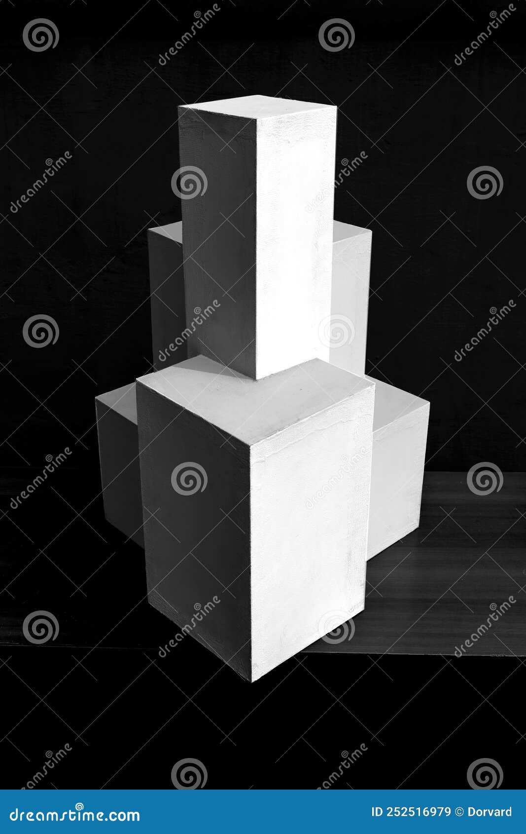 Composition of White Cubes on Black Background Stock Image - Image of ...