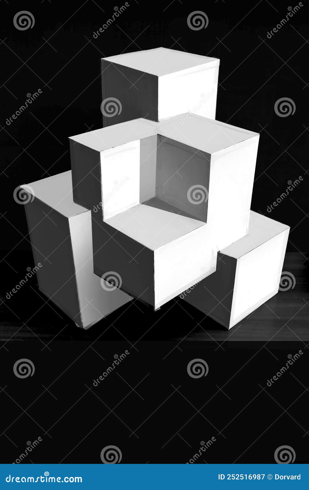 Composition of White Cubes on Black Background Stock Image - Image of ...