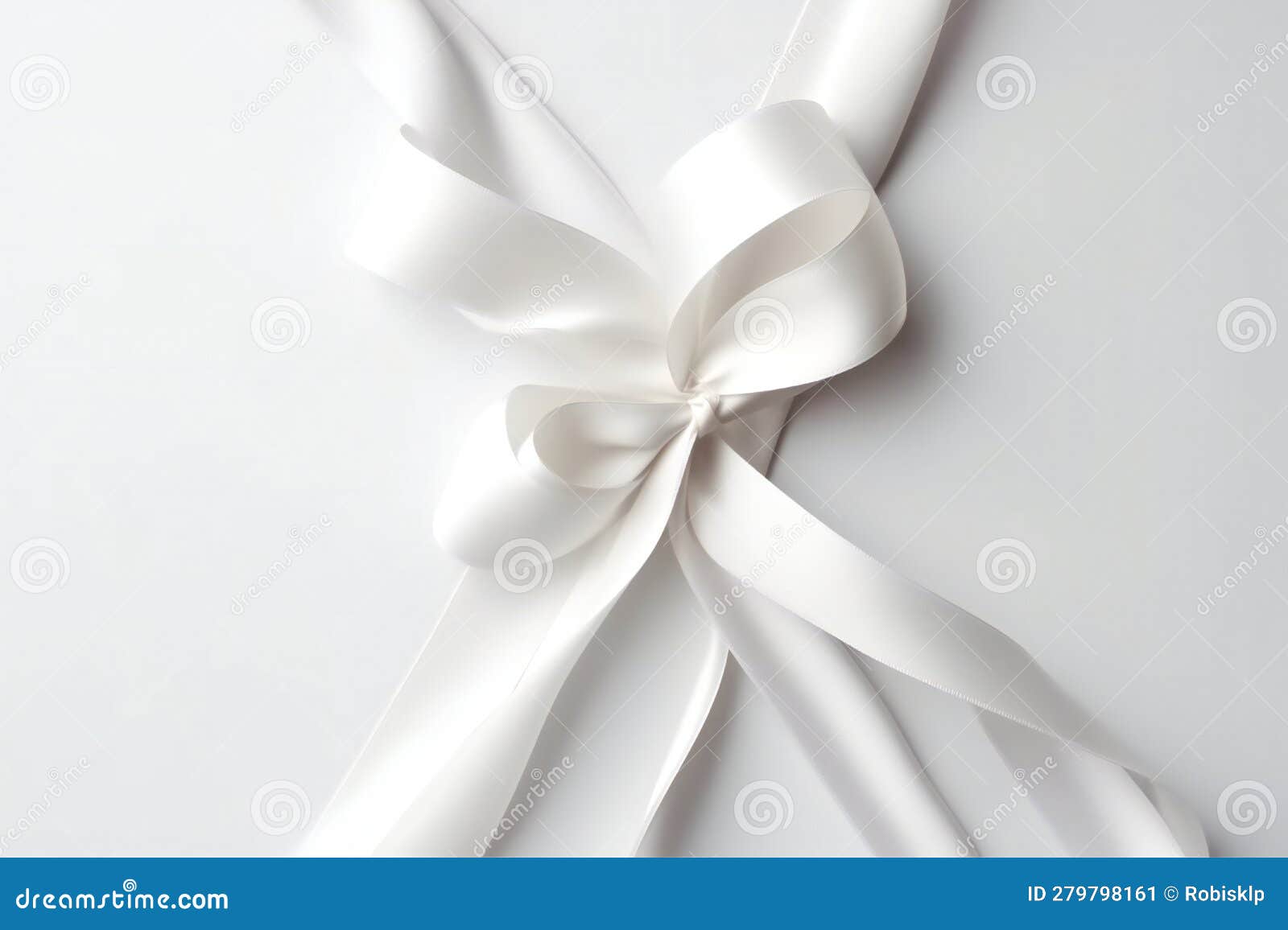White Ribbon on White Background Abstract Banner with Empty Space Stock ...