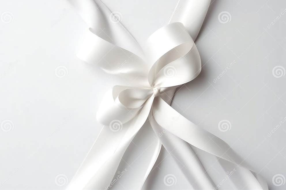 White Ribbon on White Background Abstract Banner with Empty Space Stock ...