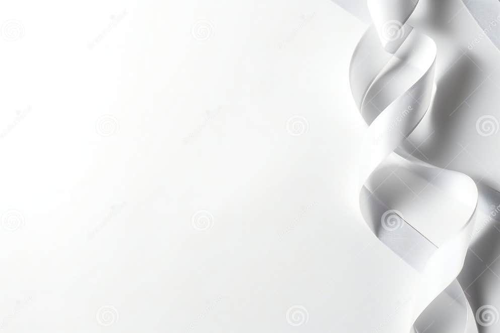 White Ribbon on White Background Abstract Banner with Empty Space Stock ...