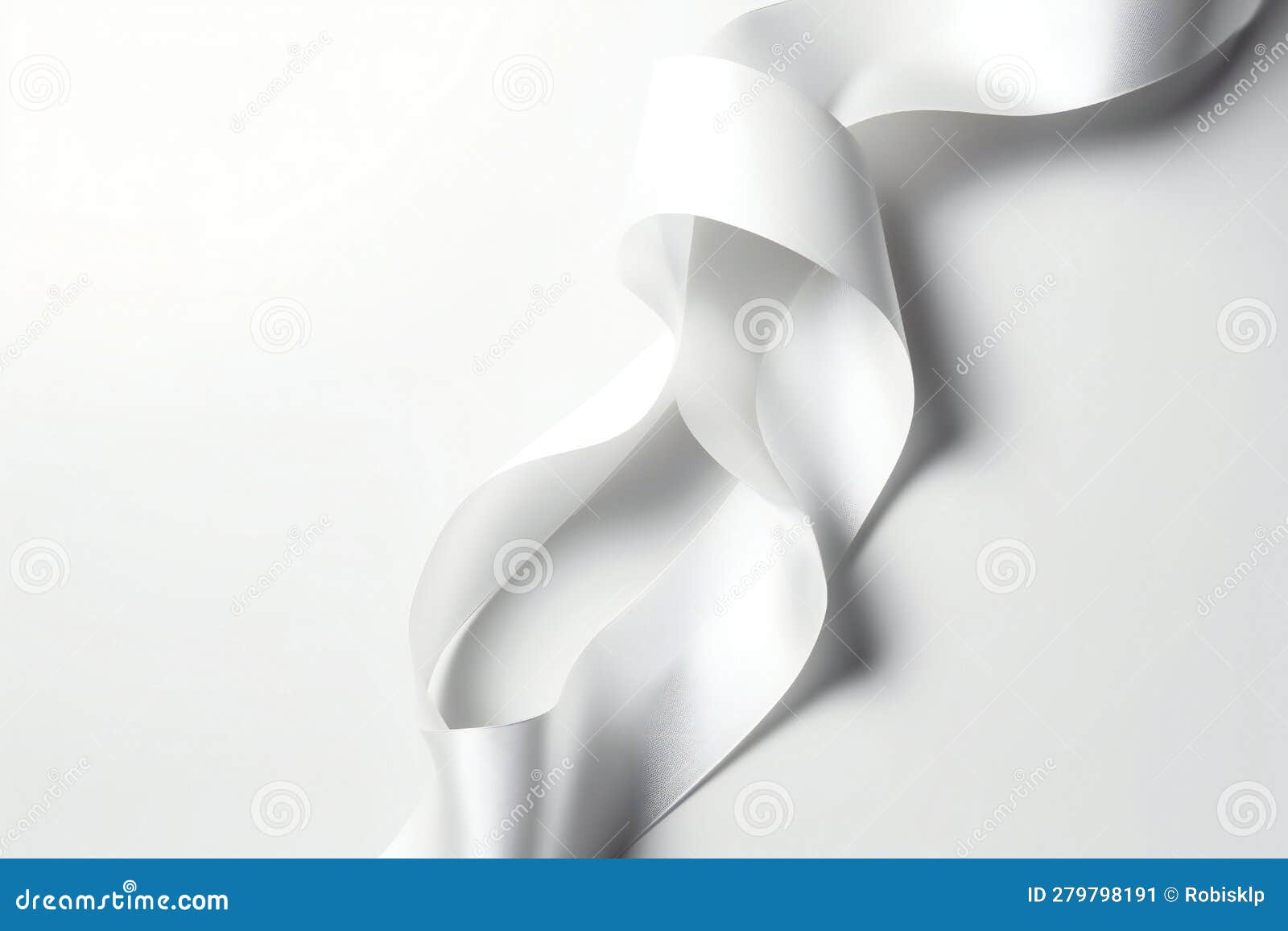 White Ribbon on White Background Abstract Banner with Empty Space Stock ...