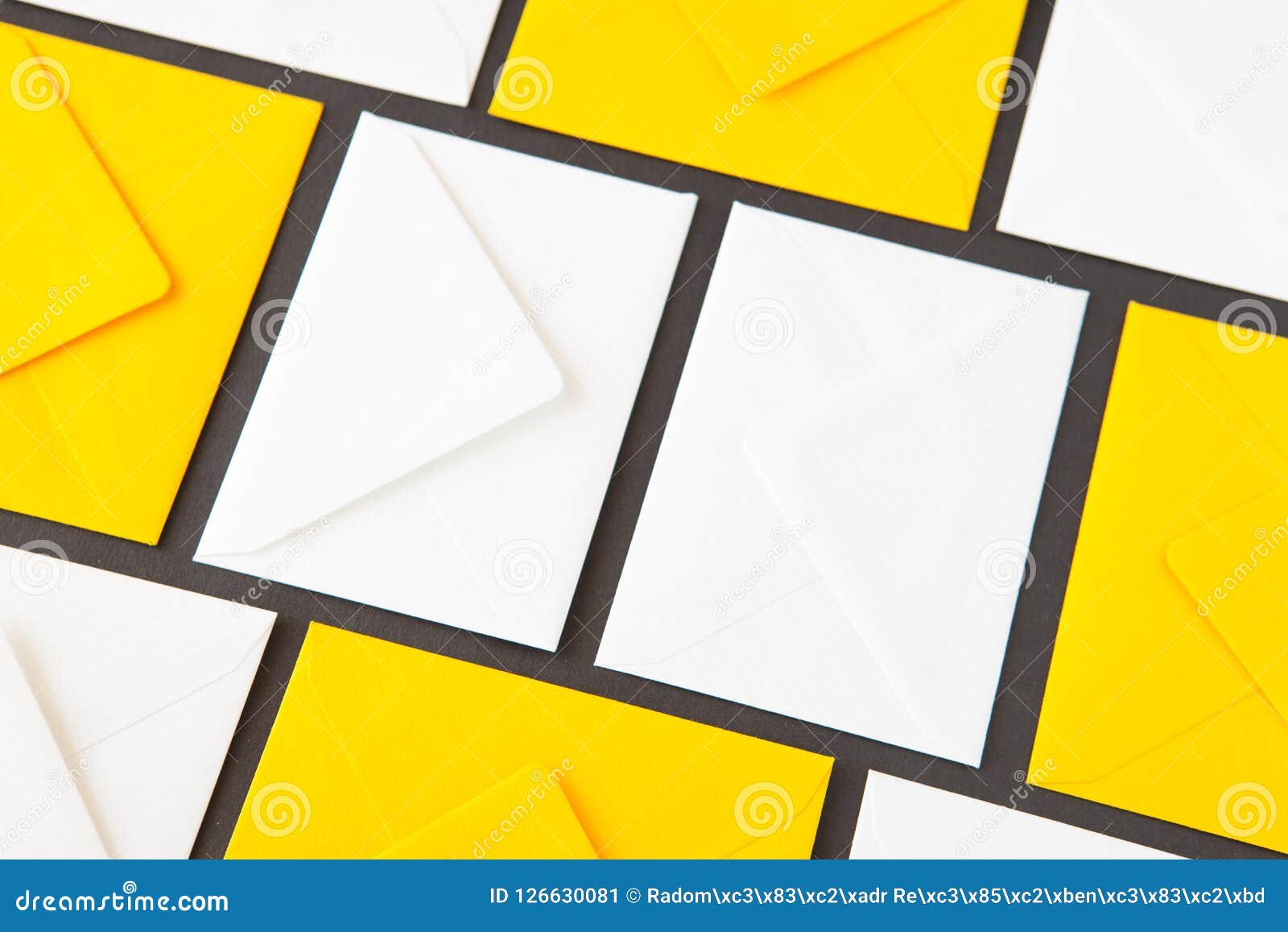 Set Of Yellow Envelopes With Heart Stamps And Angel Wings Isolated On A ...