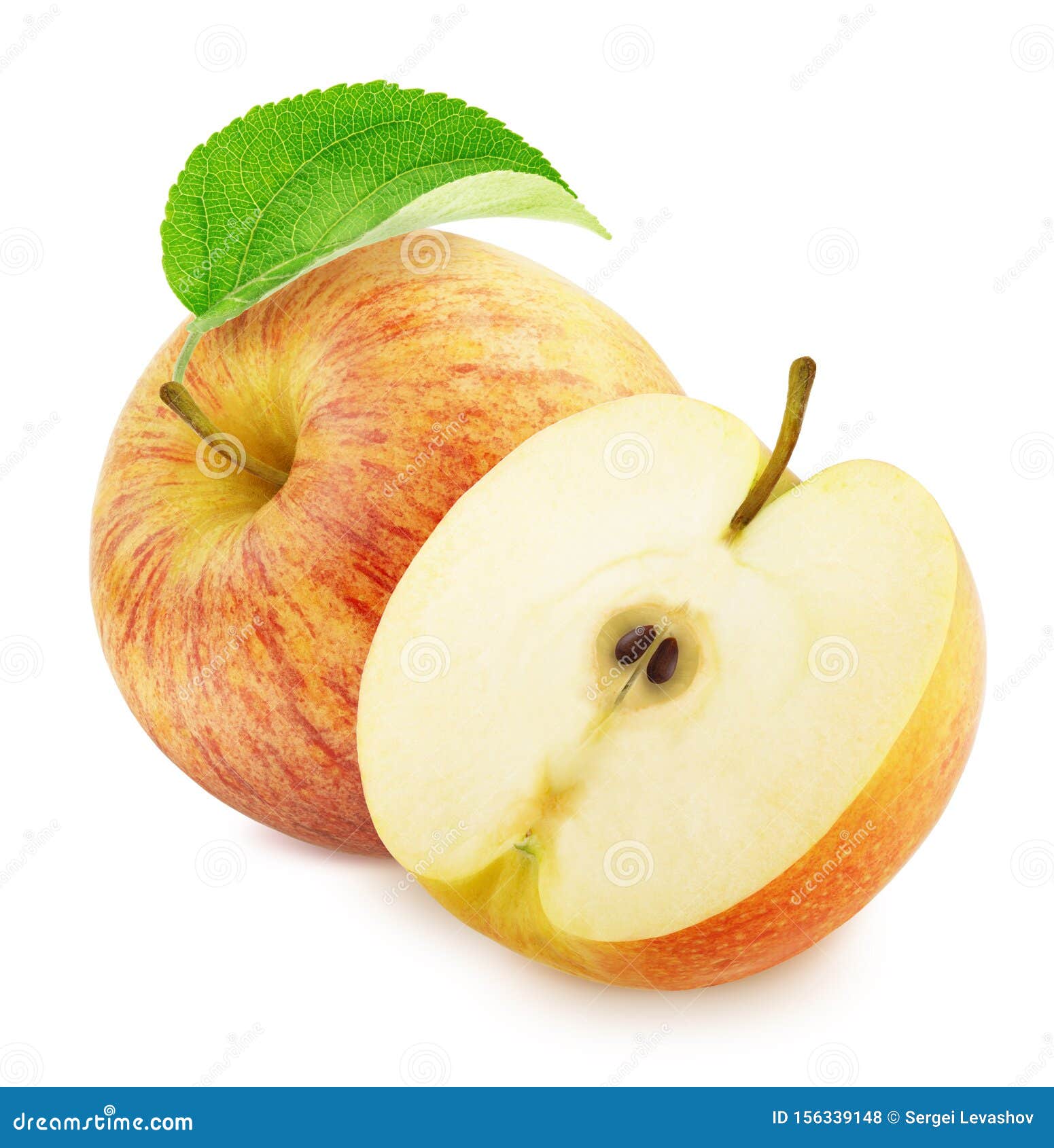 Composition with Whole and Cutted Red Apples Isolated on a White ...