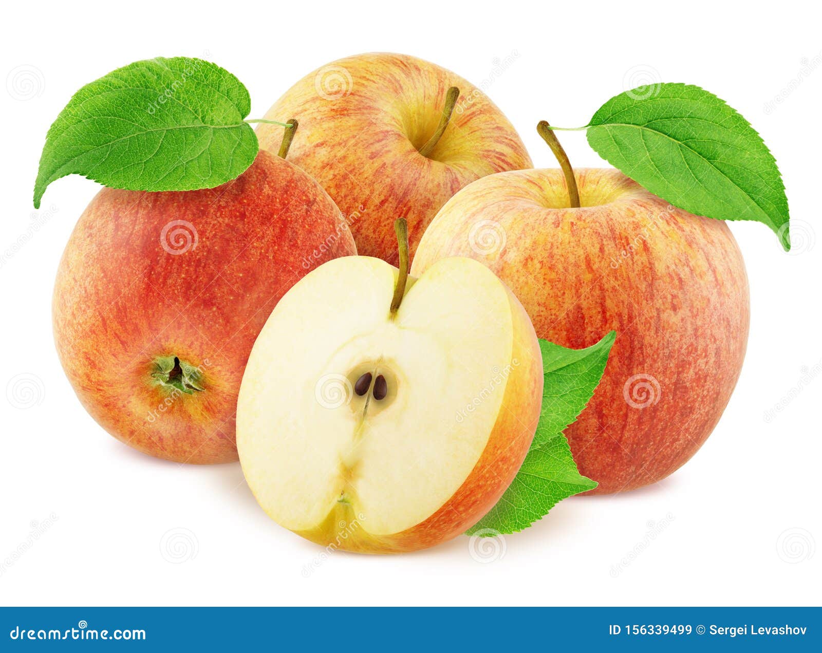 Composition with Whole and Cutted Red Apples Isolated on a White ...