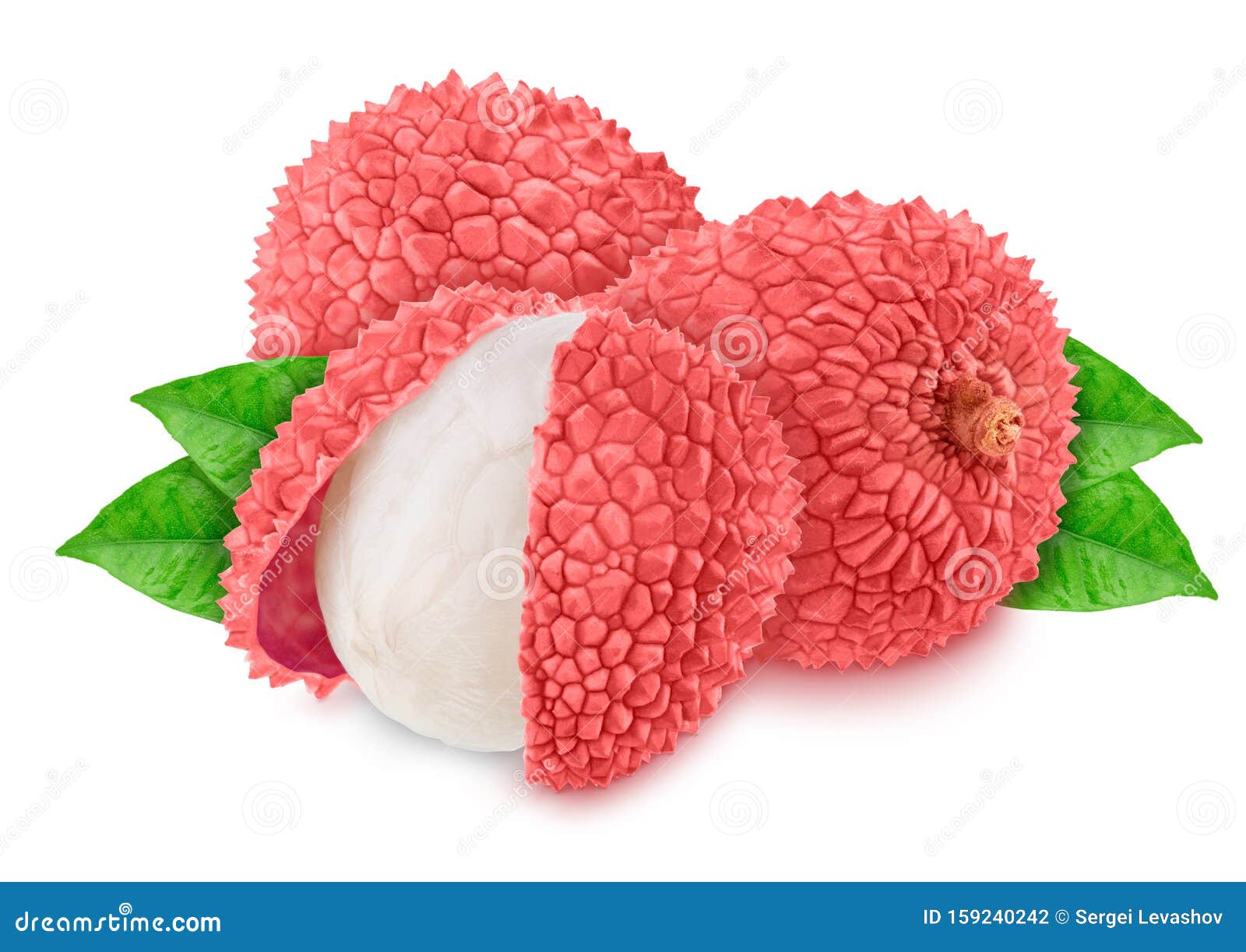 Composition with Whole and Opened Litchi Fruits Isolated on White ...