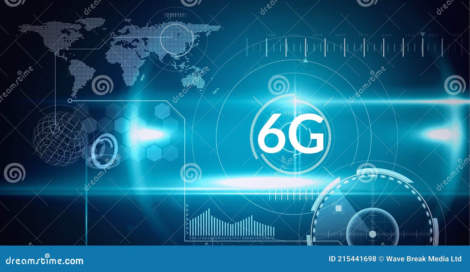 Composition of the Word 6g Over a World Map with Statistics and Data in ...