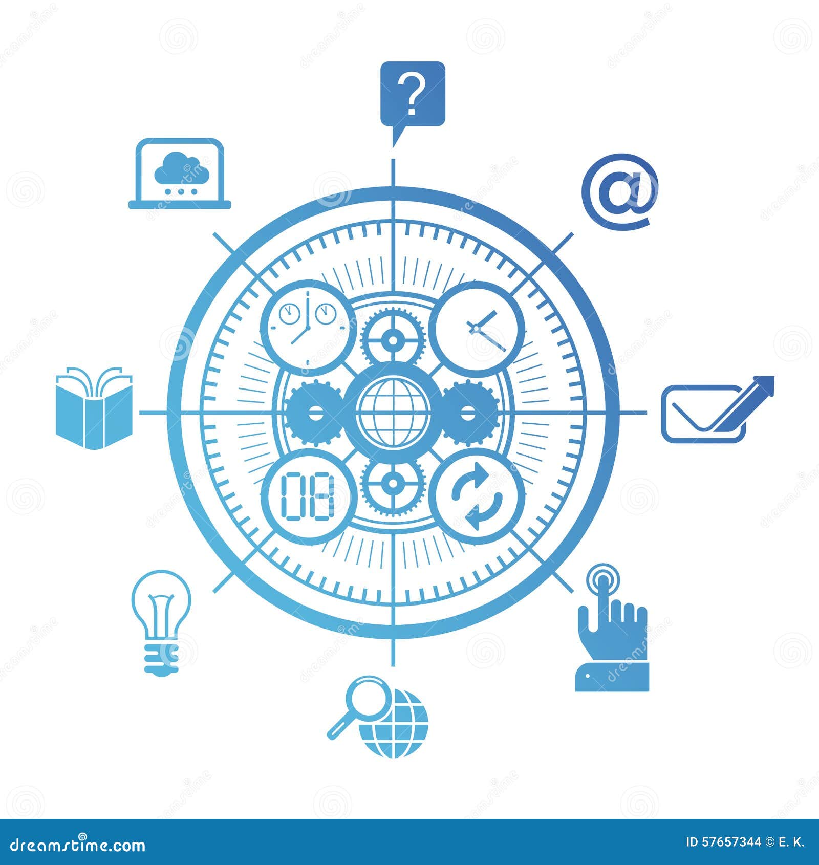 Composition with Work Symbols Stock Vector - Illustration of cogwheel ...