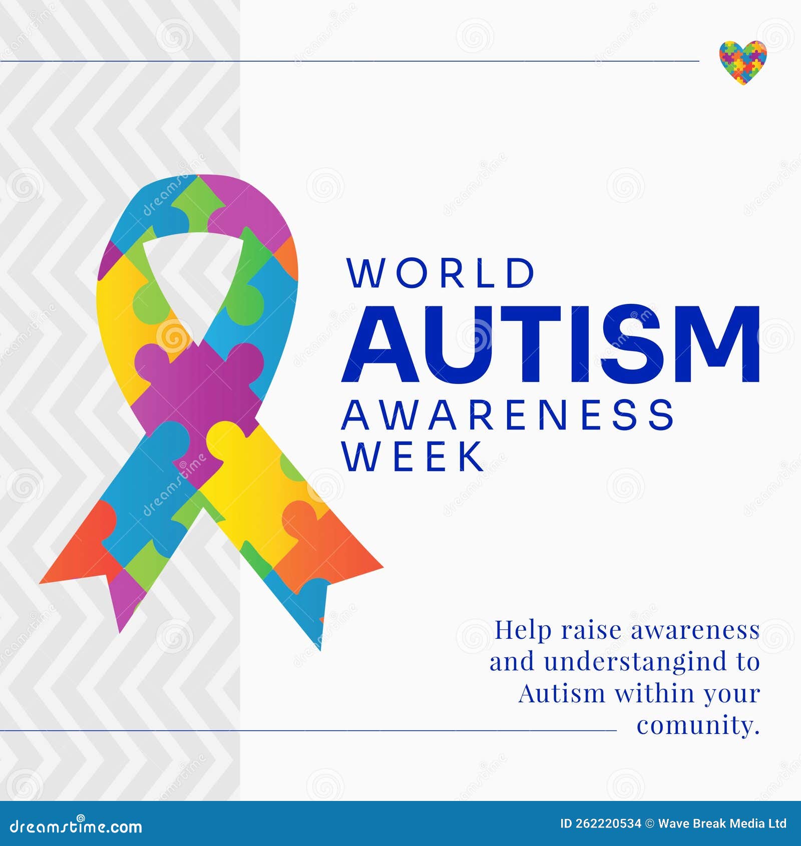 Composition of World Autism Awareness Week and Ribbon Formed with ...