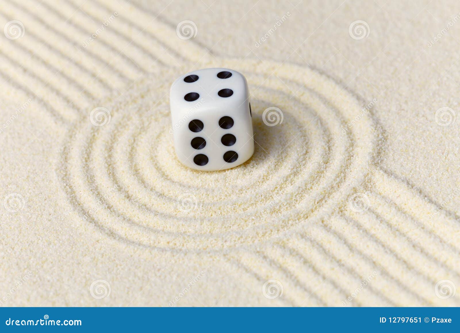 Composition on Zen Garden - Sand, and Dice Stock Image - Image of ...