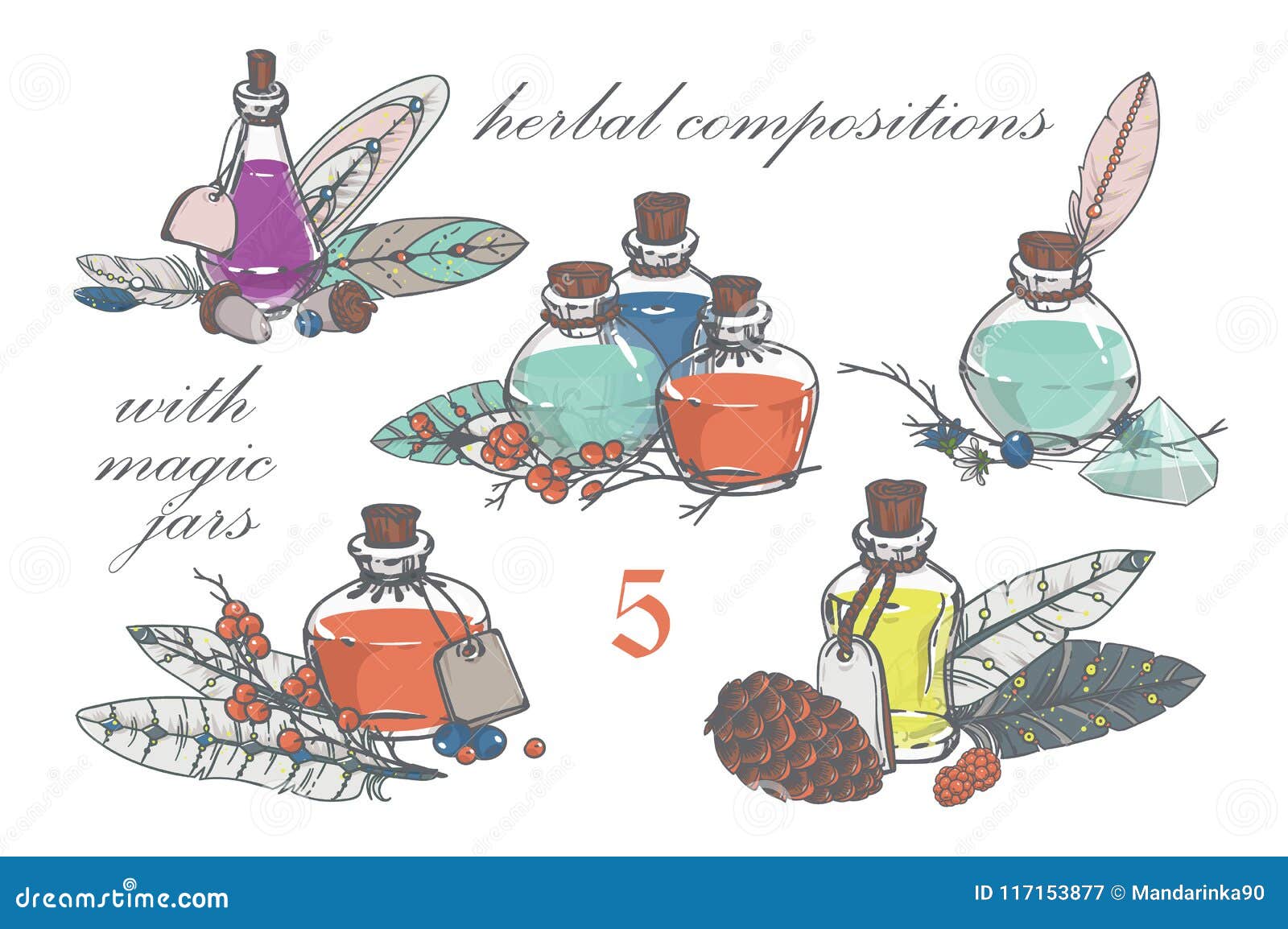 Compositions with Magic Jars Vector Illustration Stock Vector ...
