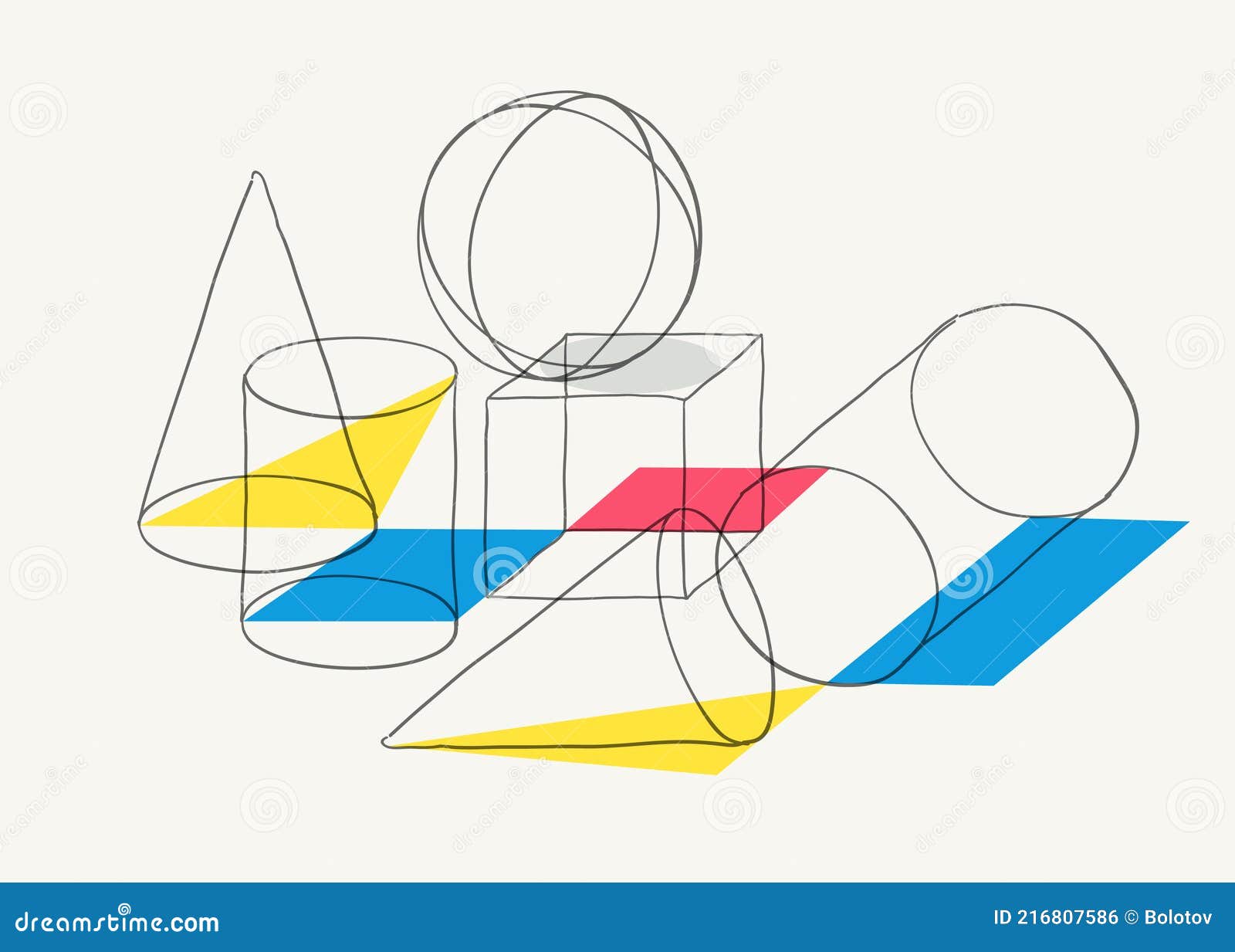 Composizioni Di Forme Solide Wireframe E Figure Geometriche Di Colore ...