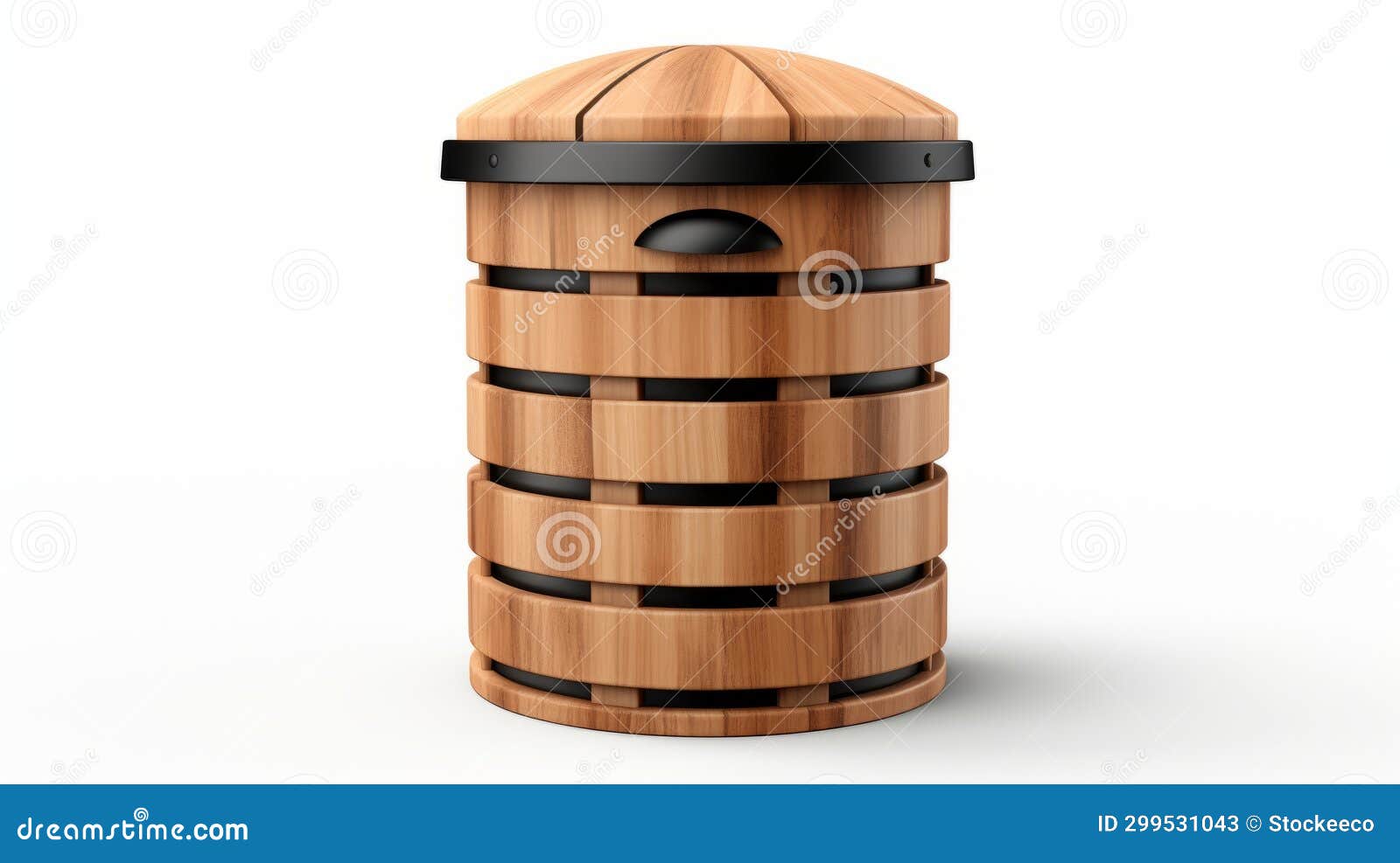 Wooden Garbage Bin with Realistic Hyper-detailed Rendering Stock ...