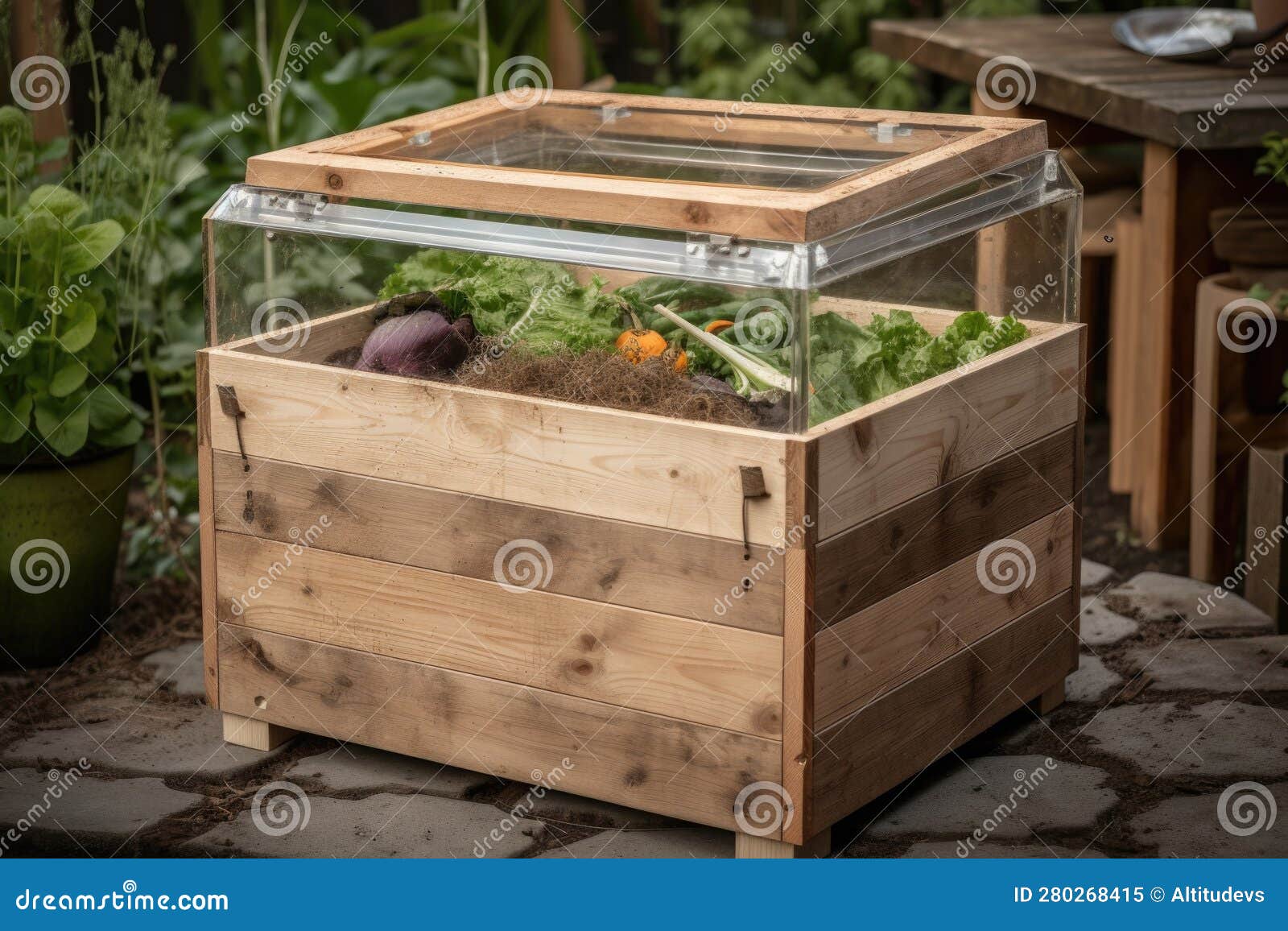 Compost Bin With Clear Lid For Easy Access And Observation Royalty-Free ...