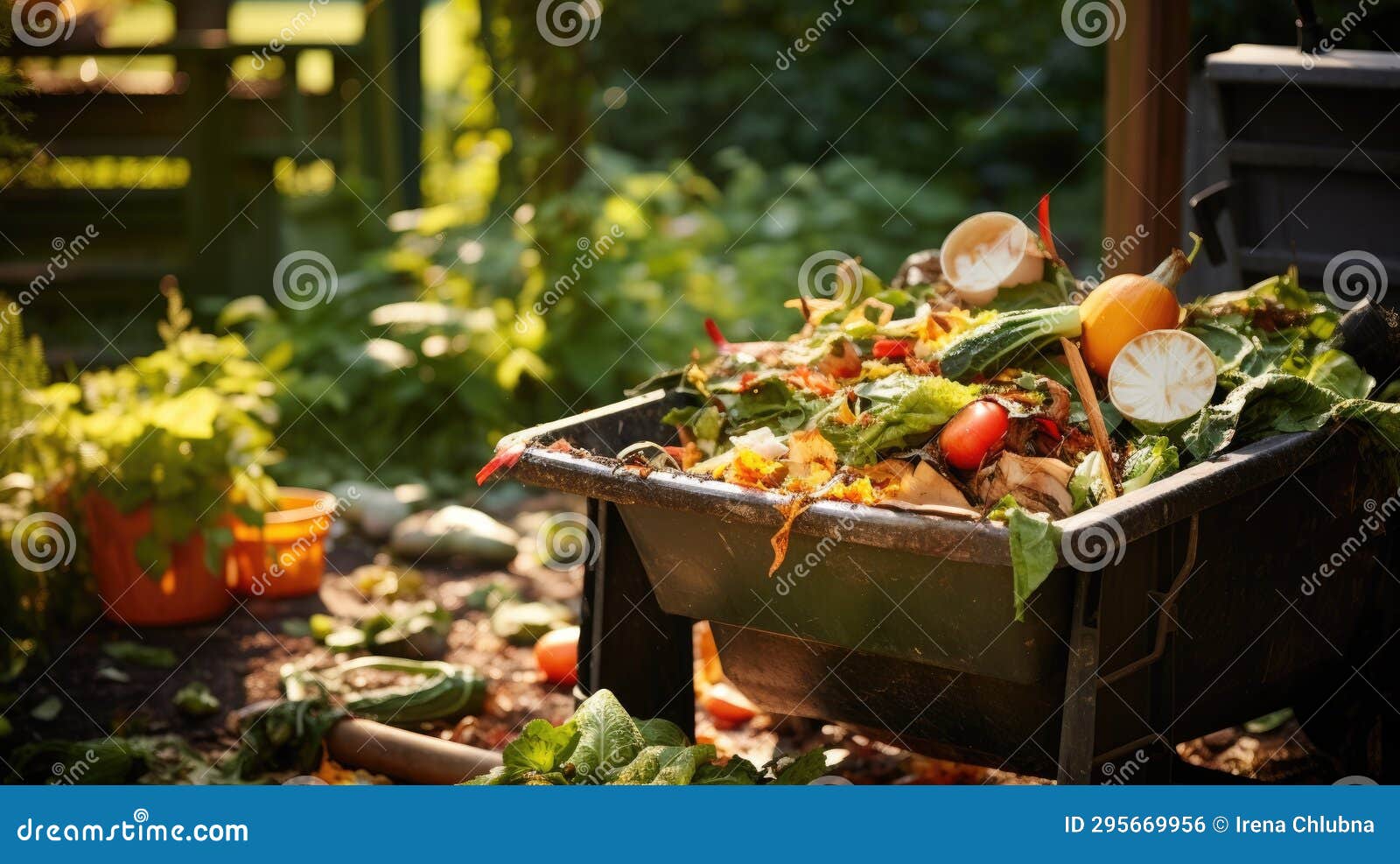 Compost Bin in the Garden. Generative AI Stock Illustration ...