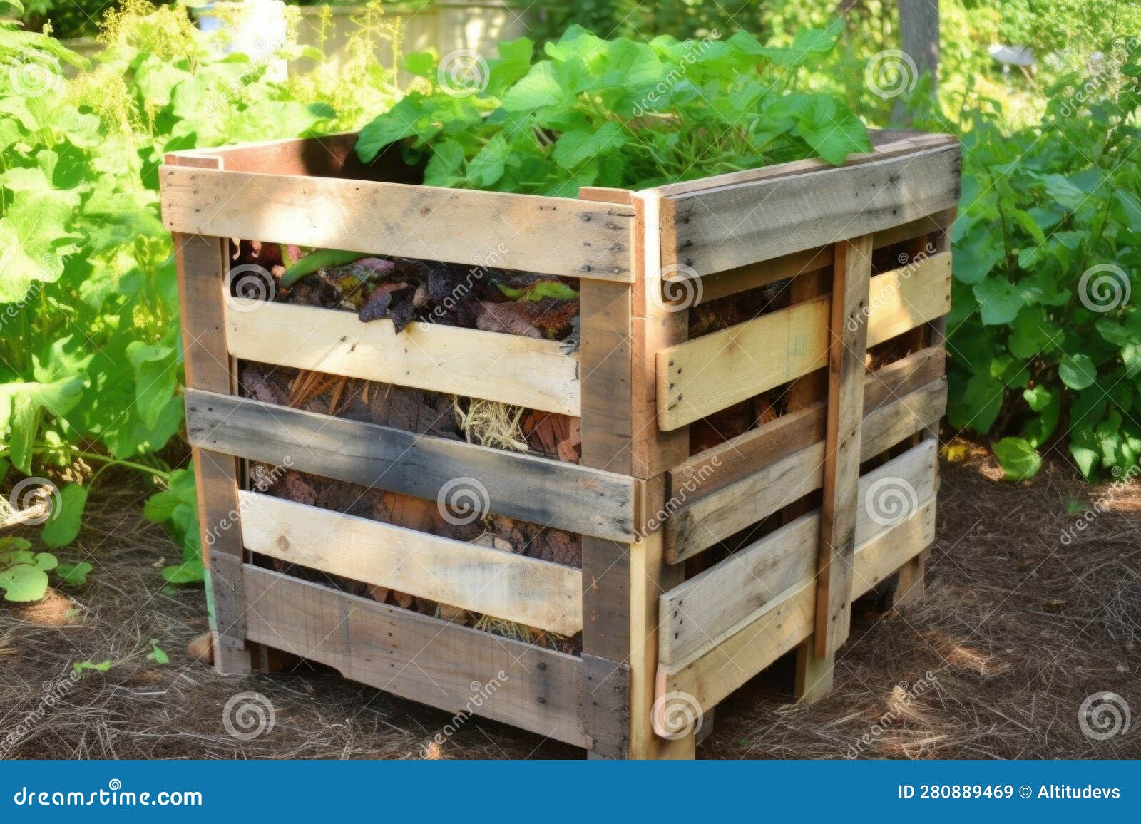 Compost Bin Made of Repurposed Wooden Pallets Stock Illustration ...
