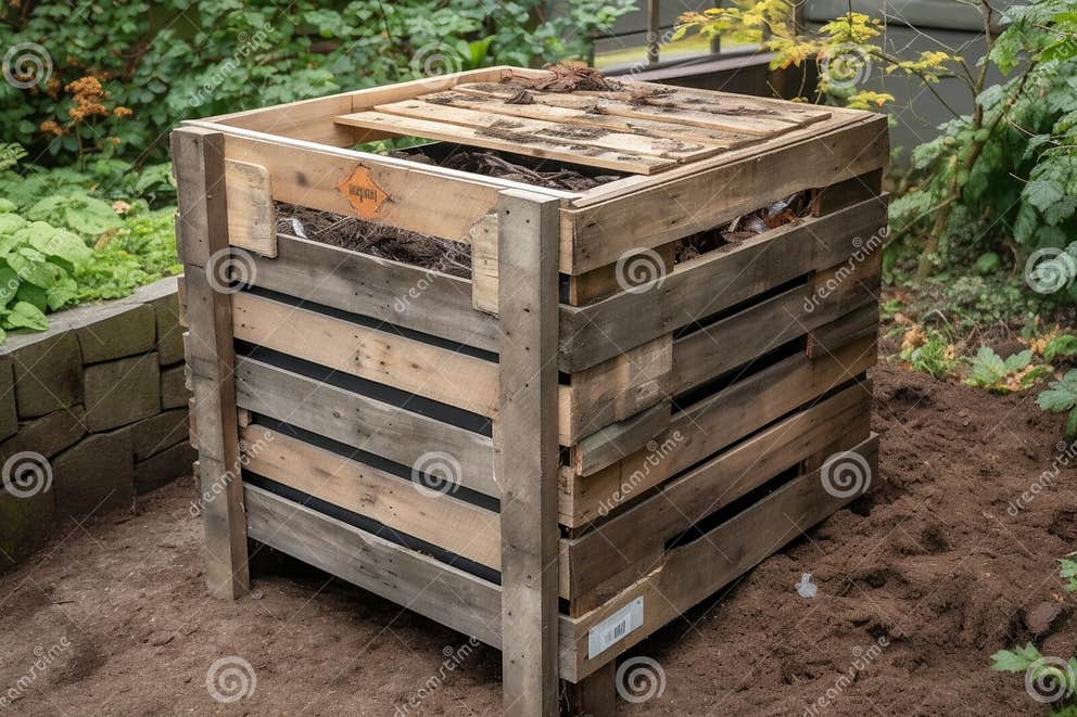 Compost Bin Made of Repurposed Wooden Pallets Stock Illustration ...