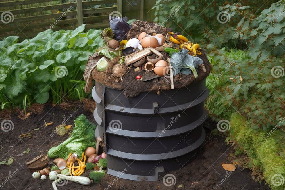 Compost Bin Overflowing with Fresh and Nutrient-rich Compost Stock ...