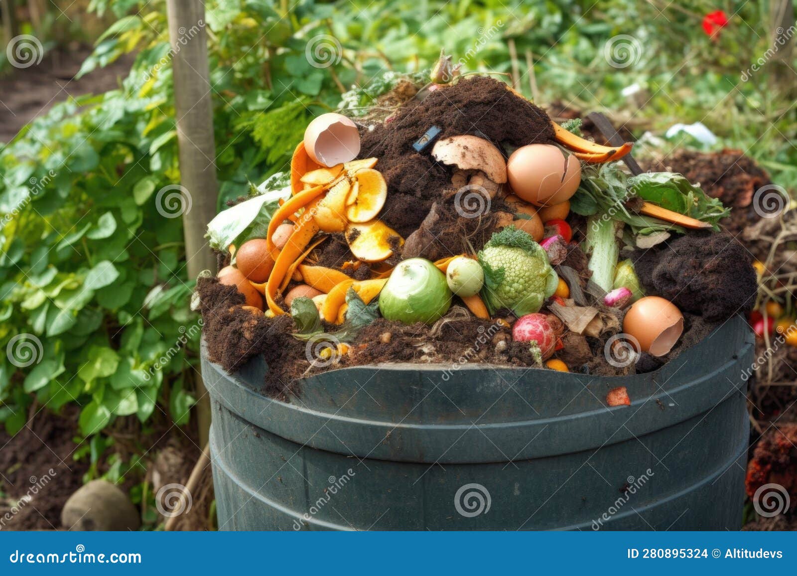 Compost Bin Overflowing with Fresh and Nutrient-rich Compost Stock ...