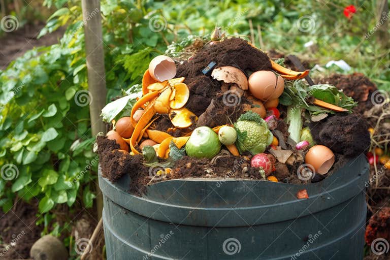 Compost Bin Overflowing with Fresh and Nutrient-rich Compost Stock ...