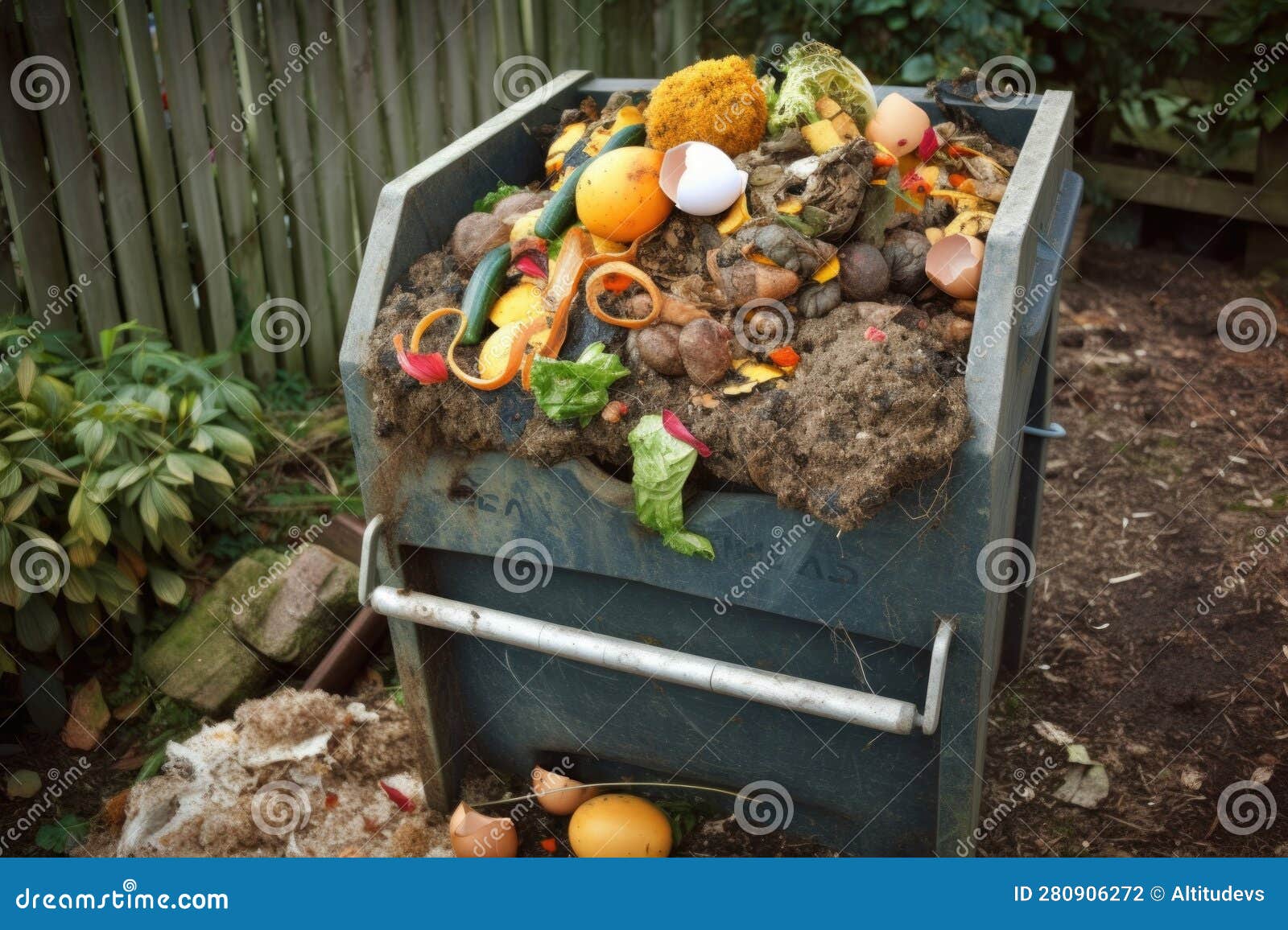 Compost Bin Overflowing with Fresh and Nutrient-rich Compost Stock ...