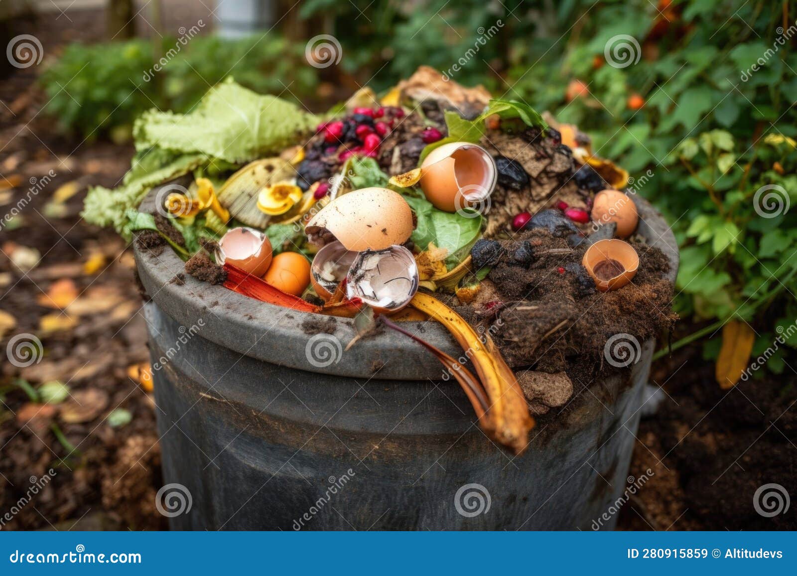 Compost Bin Overflowing with Fresh and Nutrient-rich Compost Stock ...