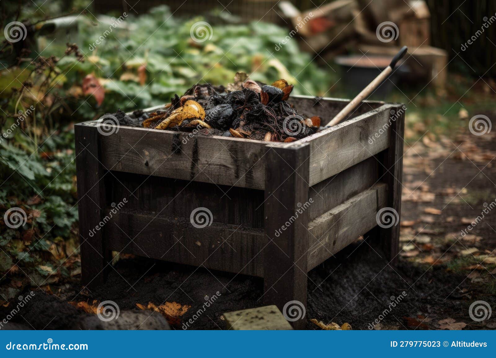 Compost Bin Overflowing with Rich, Black Compost Stock Image - Image of ...