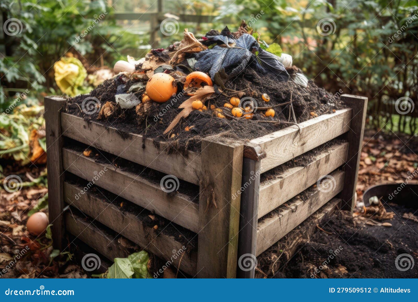 Compost Bin Overflowing with Rich, Black Compost Stock Photo - Image of ...