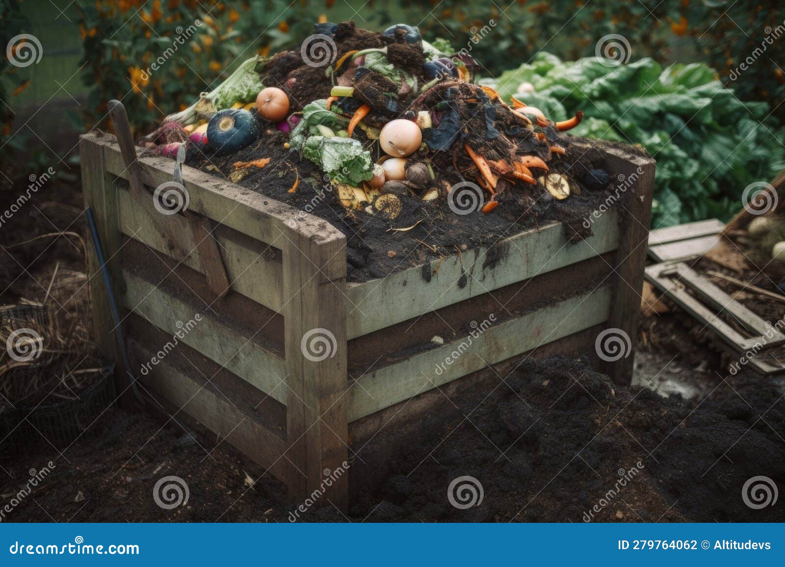 Compost Bin Overflowing With Rich, Black Compost Royalty-Free Stock ...