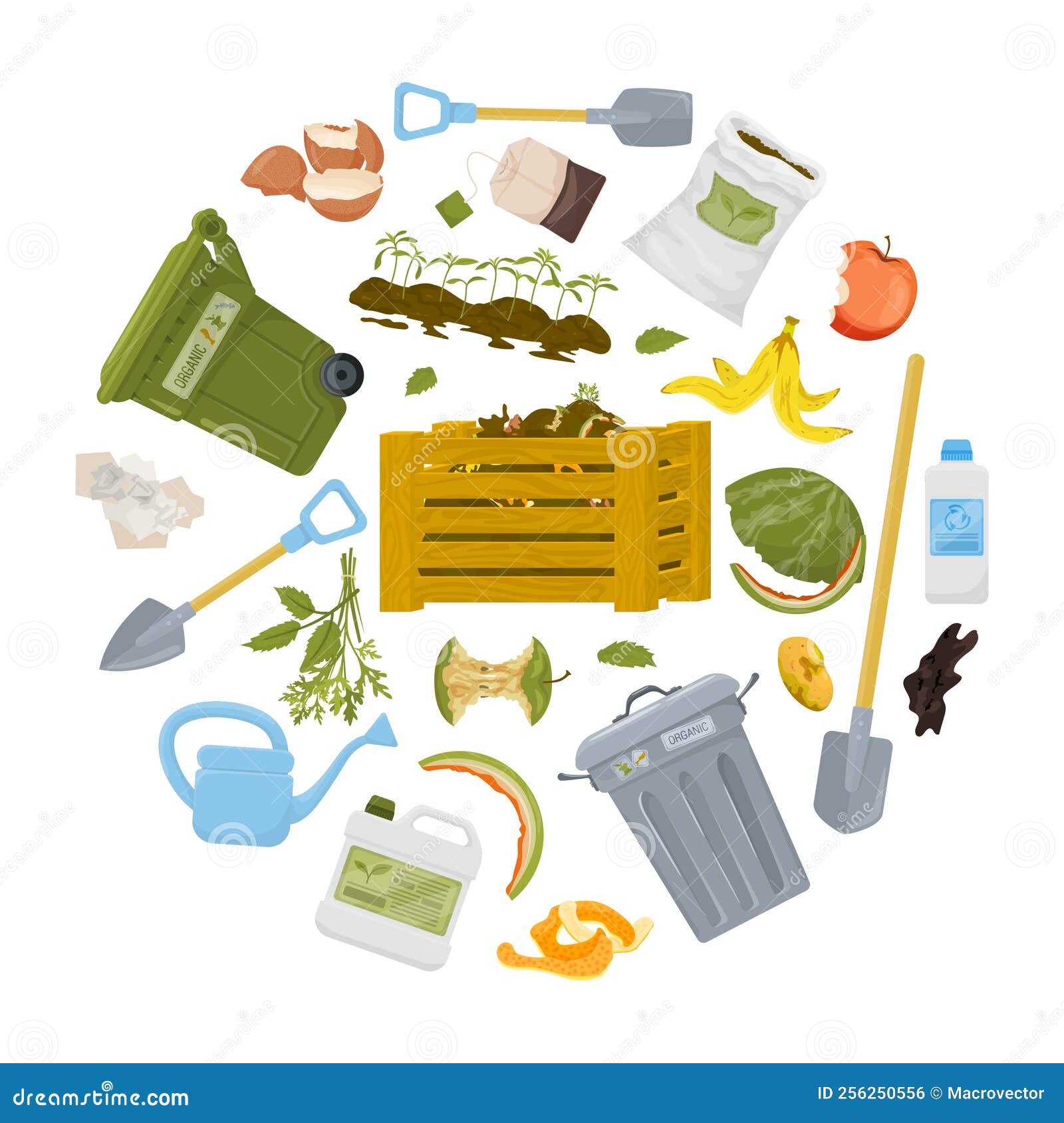 Compost Composting Flat Composition Stock Illustration - Illustration ...