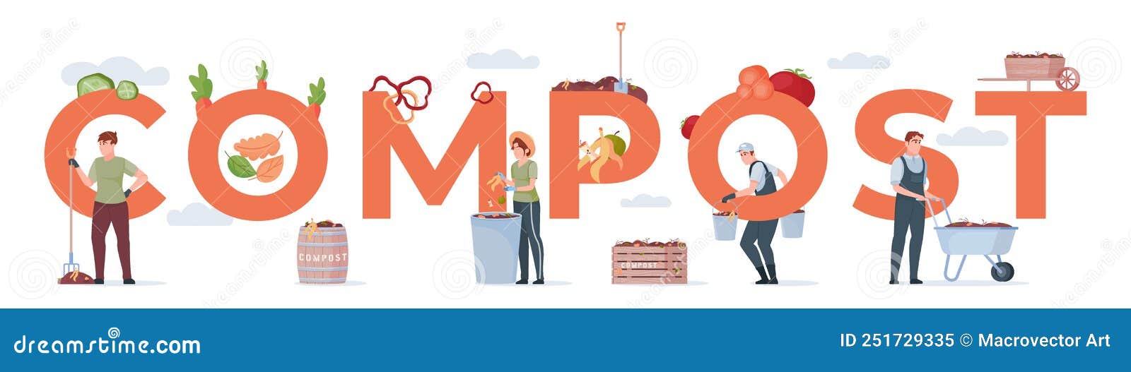 Compost Flat Text Composition Stock Vector - Illustration of container ...