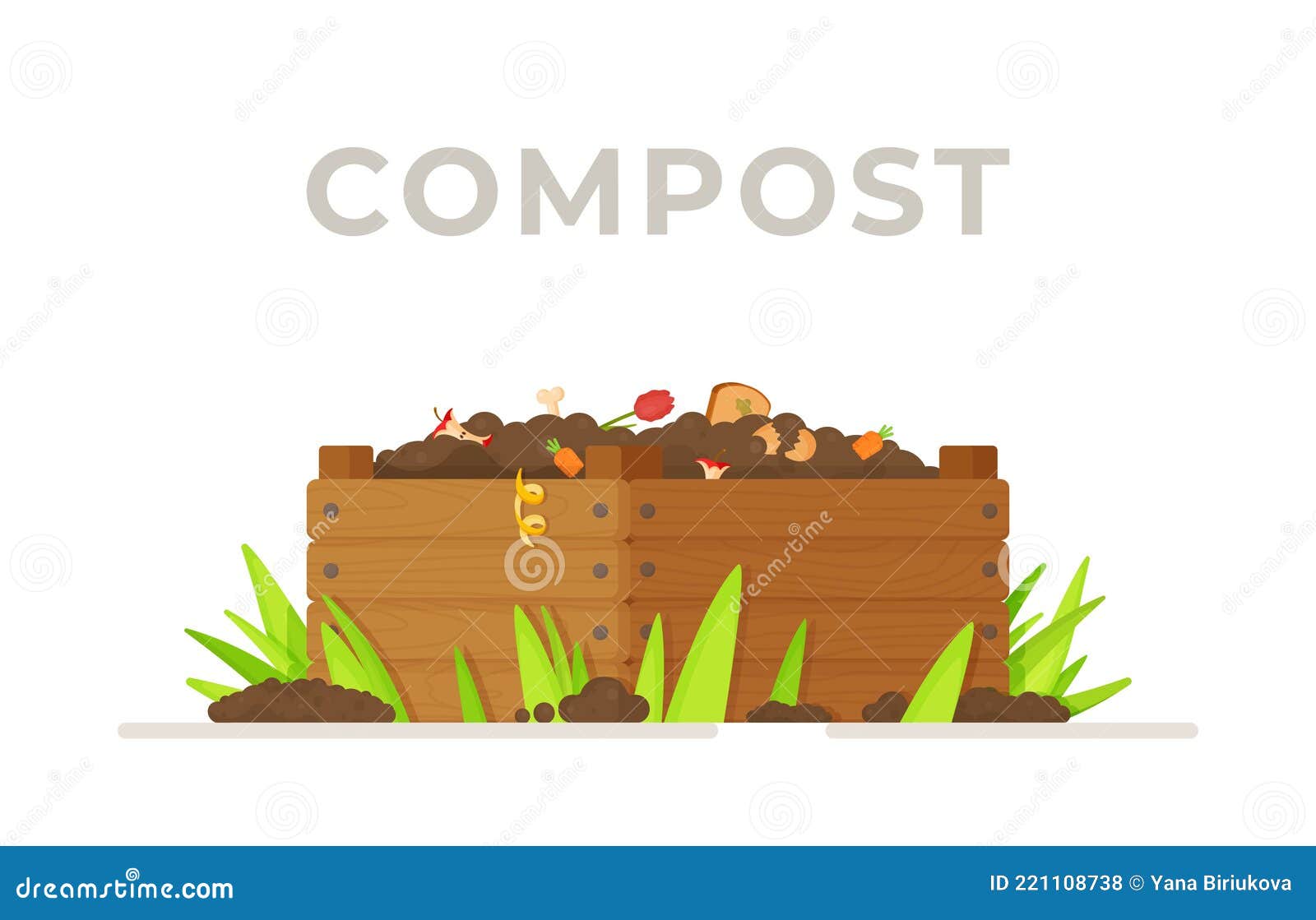 Vector Illustration Of A Compost Pit For Recycling Spore Junk Into