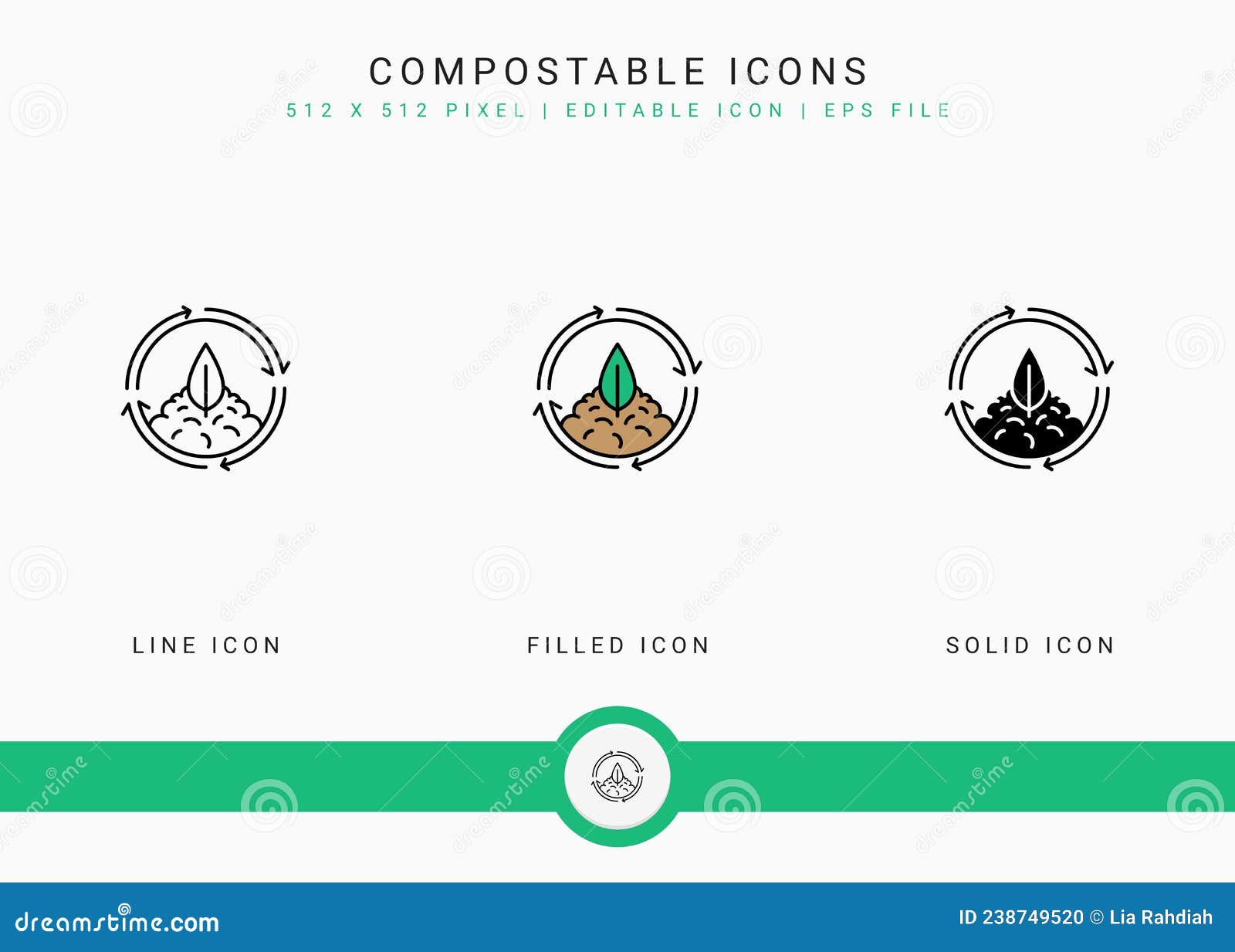 Compostable Icons Set Vector Illustration with Solid Icon Line Style ...