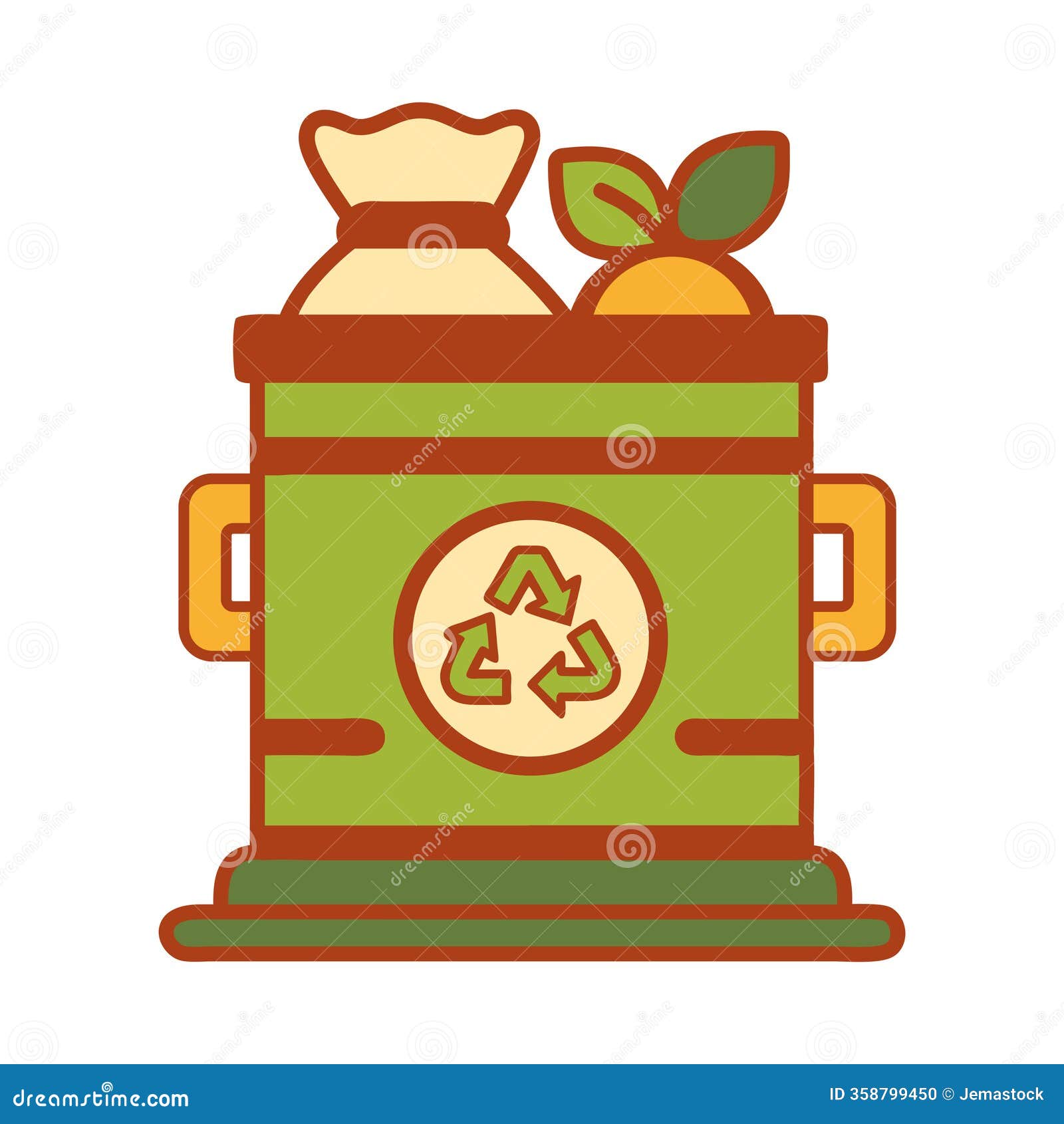 Compostable Organic Waste Bin Icon Stock Illustration - Illustration of ...