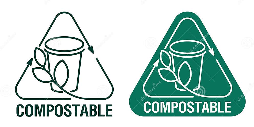 Compostable Plastic Cup - Triangular Badge Stock Illustration ...