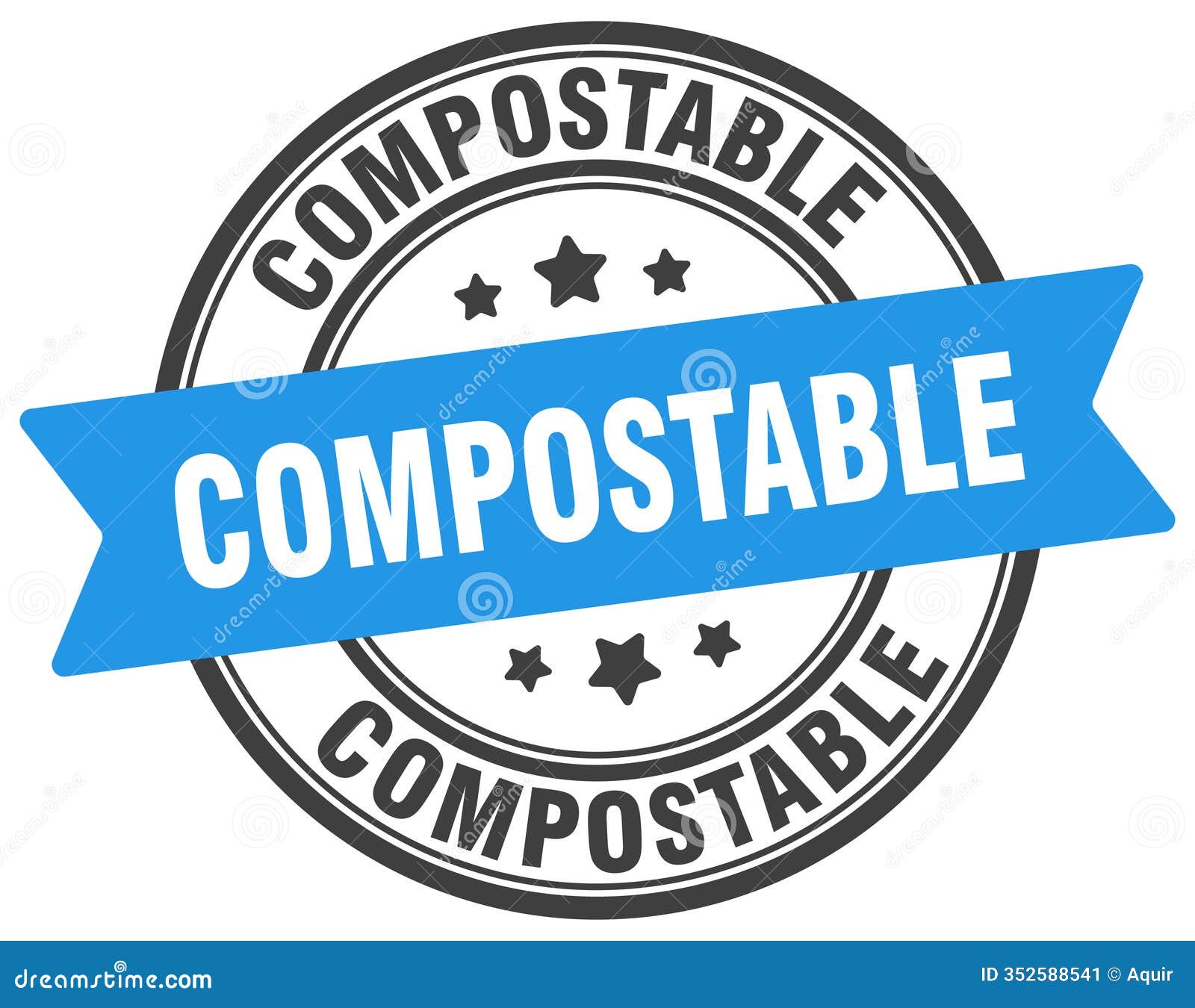 Compostable Stamp. Compostable Label On Transparent Background. Round ...