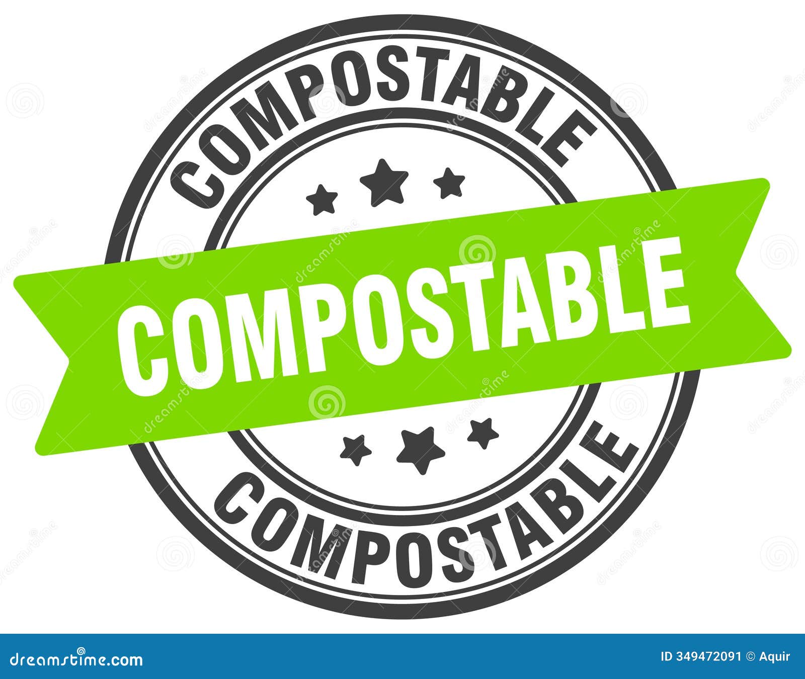 Compostable Stamp. Compostable Label on Transparent Background. Round ...