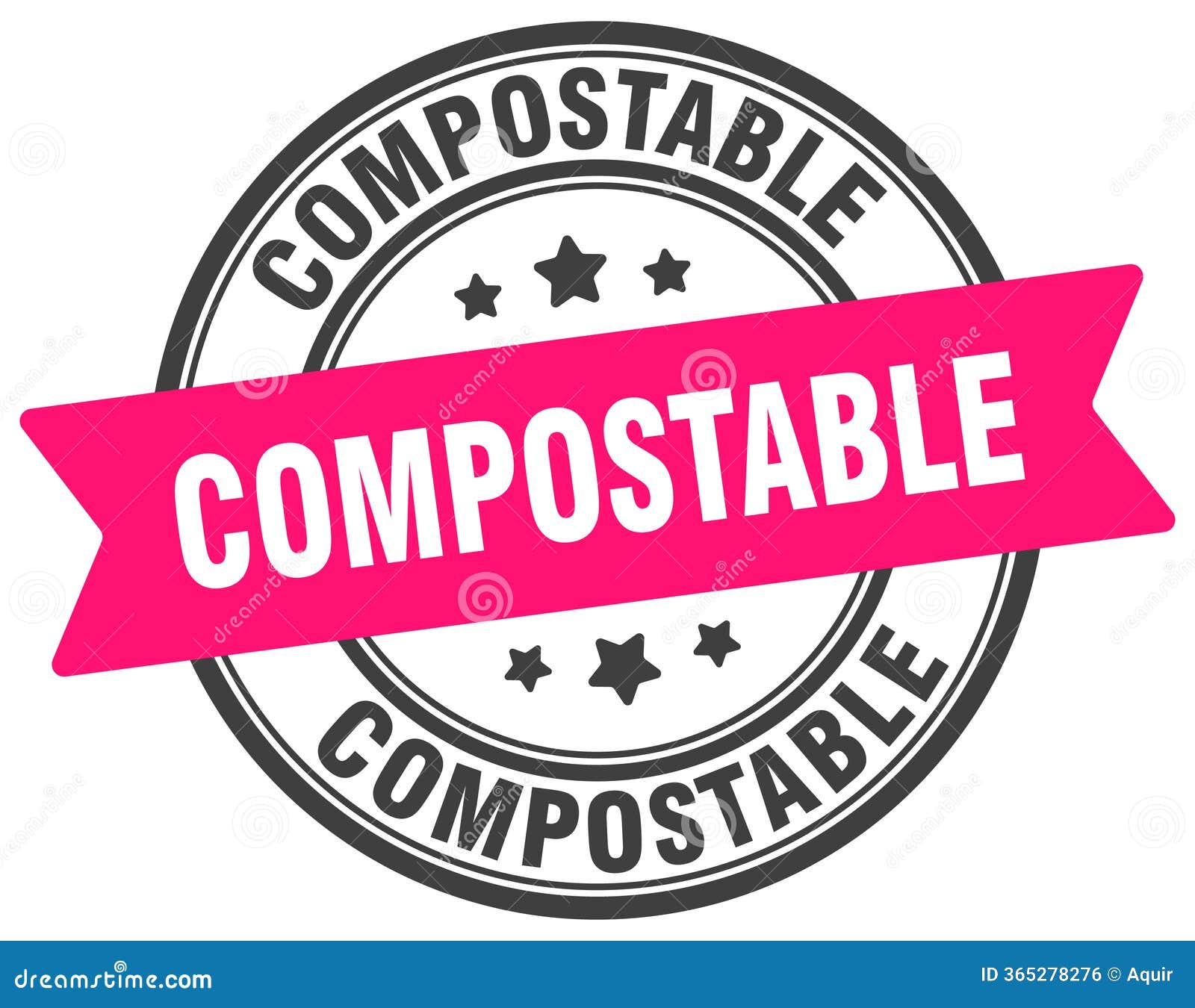 Compostable Stamp. Compostable Label On Transparent Background. Round ...