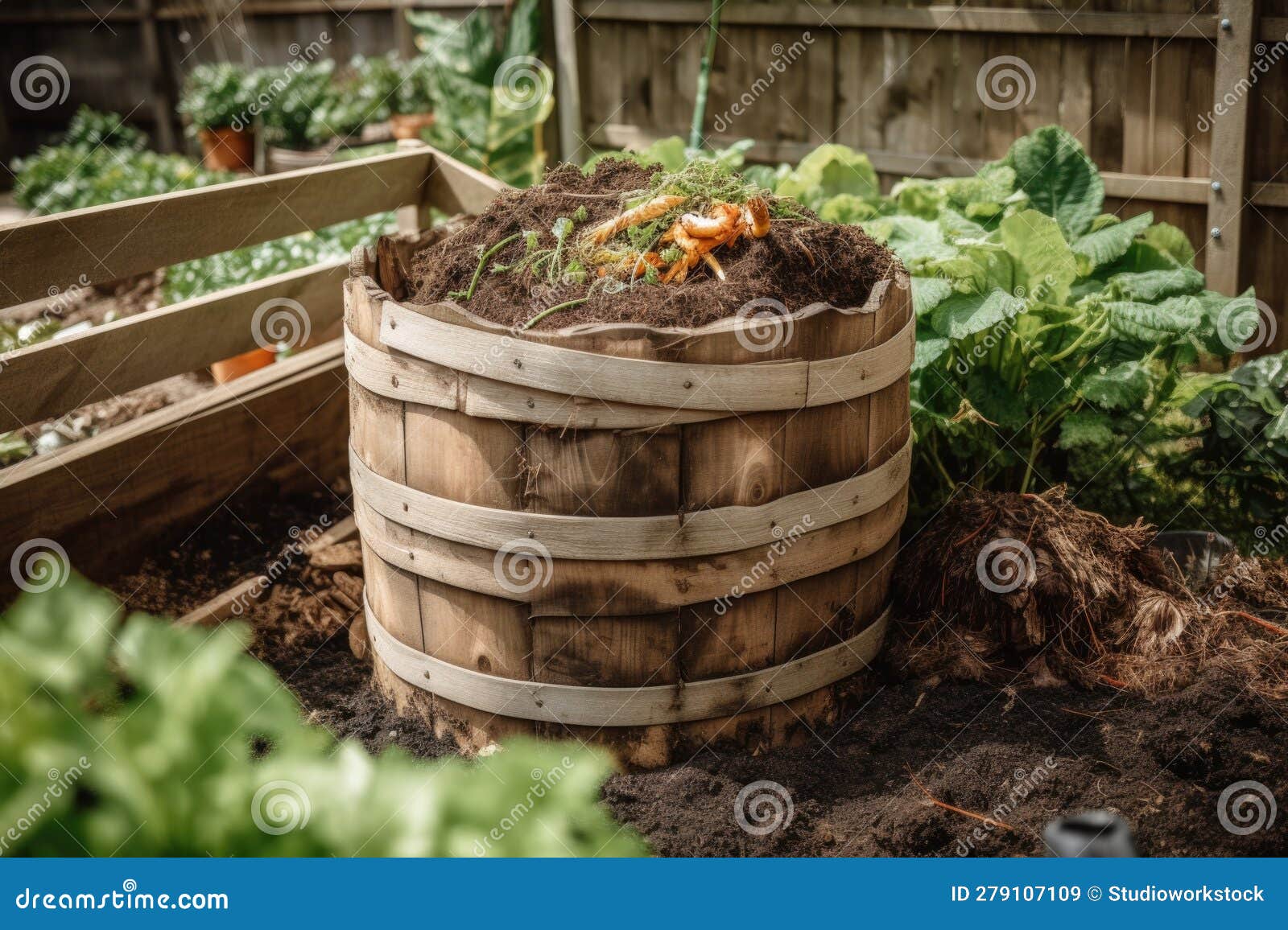 Composter Creating Nutrient-rich Compost For Vegetable Garden Royalty ...