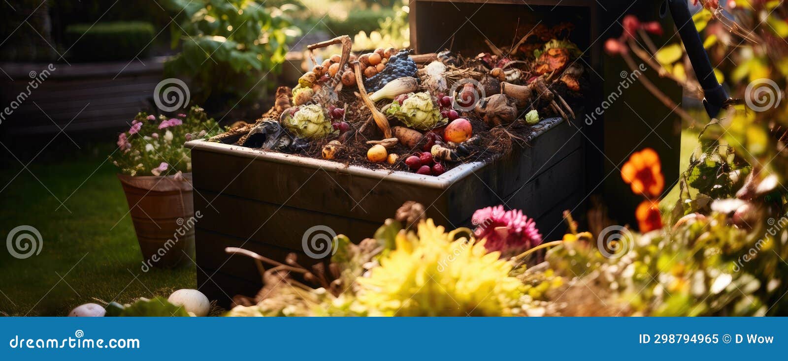 Backyard Compost Bin Overflowing With Food Scraps, Worms, Food Waste ...