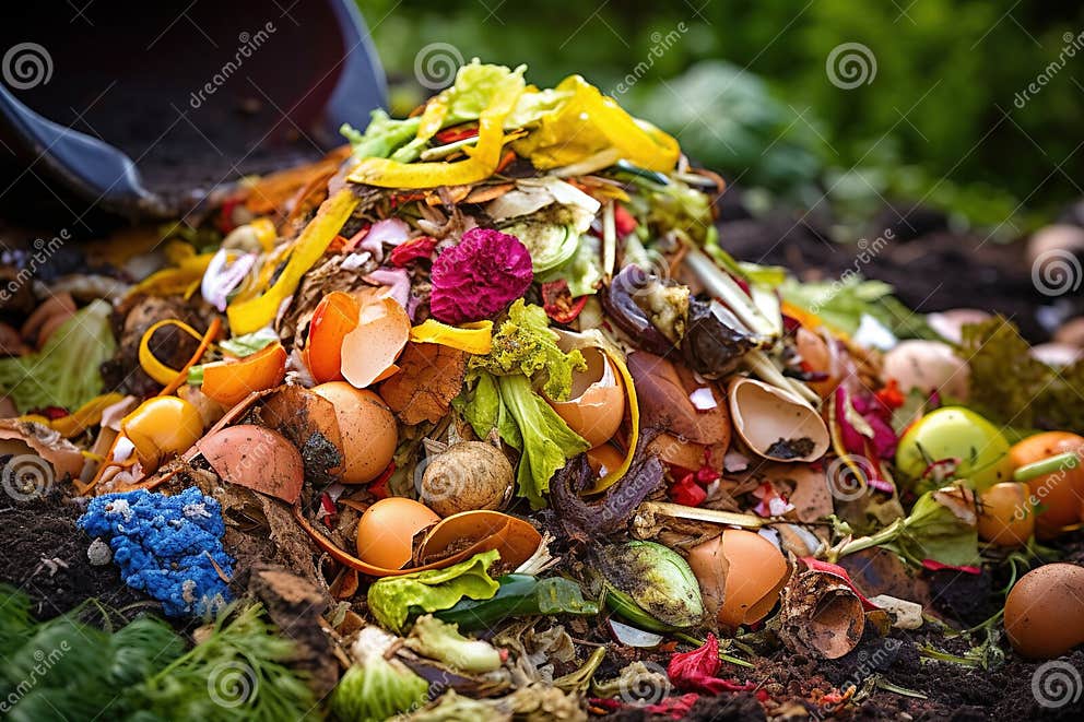 Composting Food Waste in Backyard Compost Bin. Generative AI Stock ...