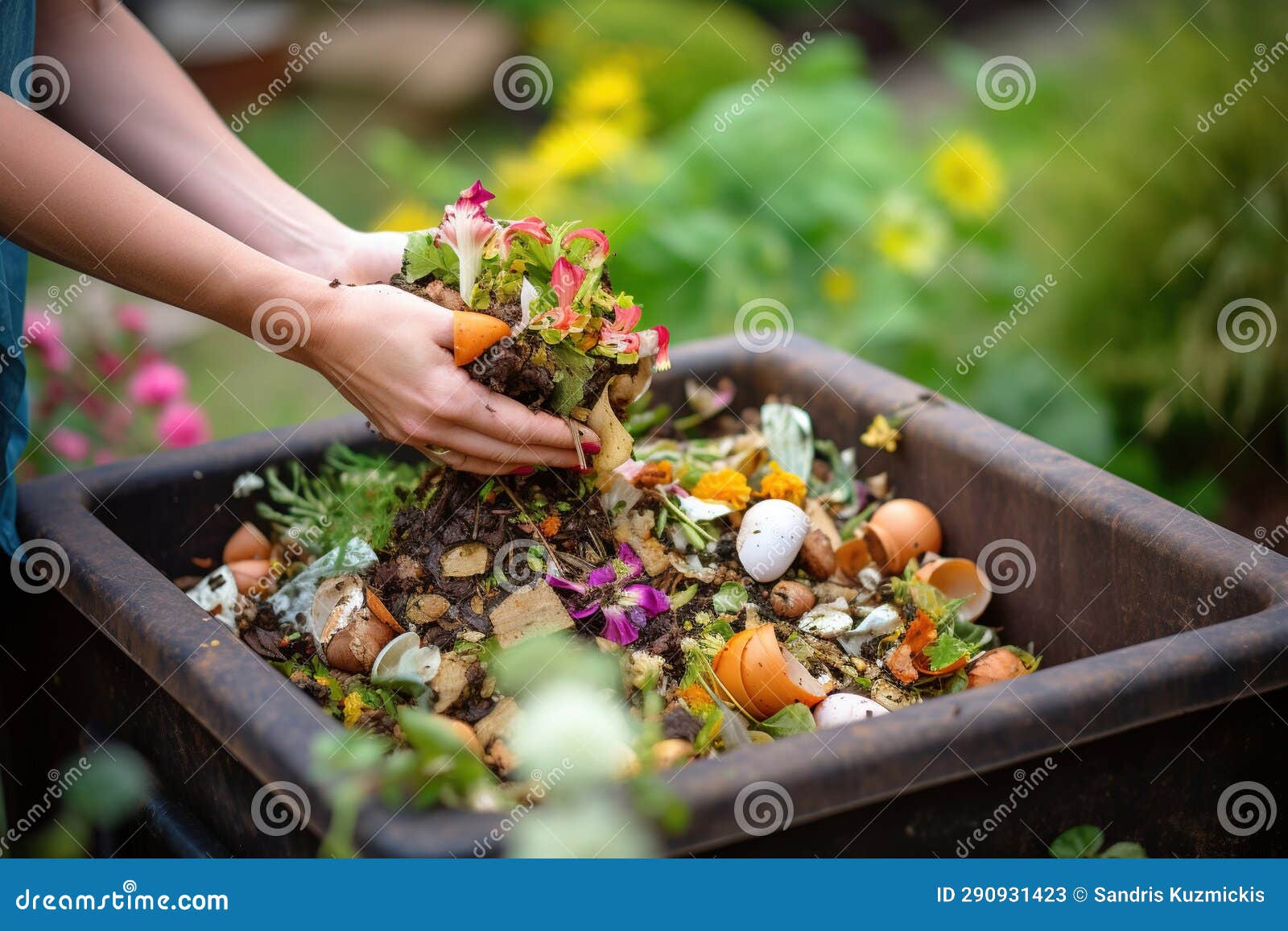 Composting Food Waste in Backyard Compost Bin. Generative AI Stock ...