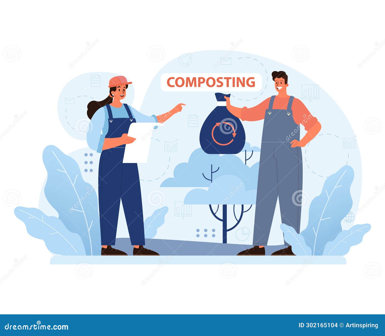 Composting Process Explained Concept. Flat Vector Illustration. Stock ...