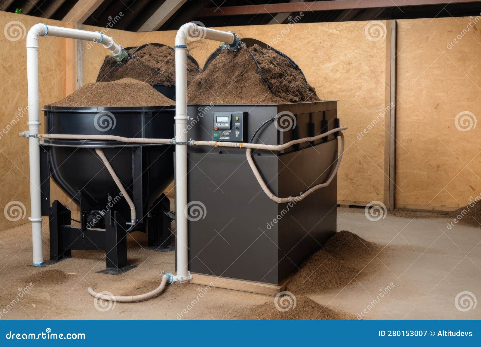 Composting System with Automatic Turner and Aeration Stock Image ...