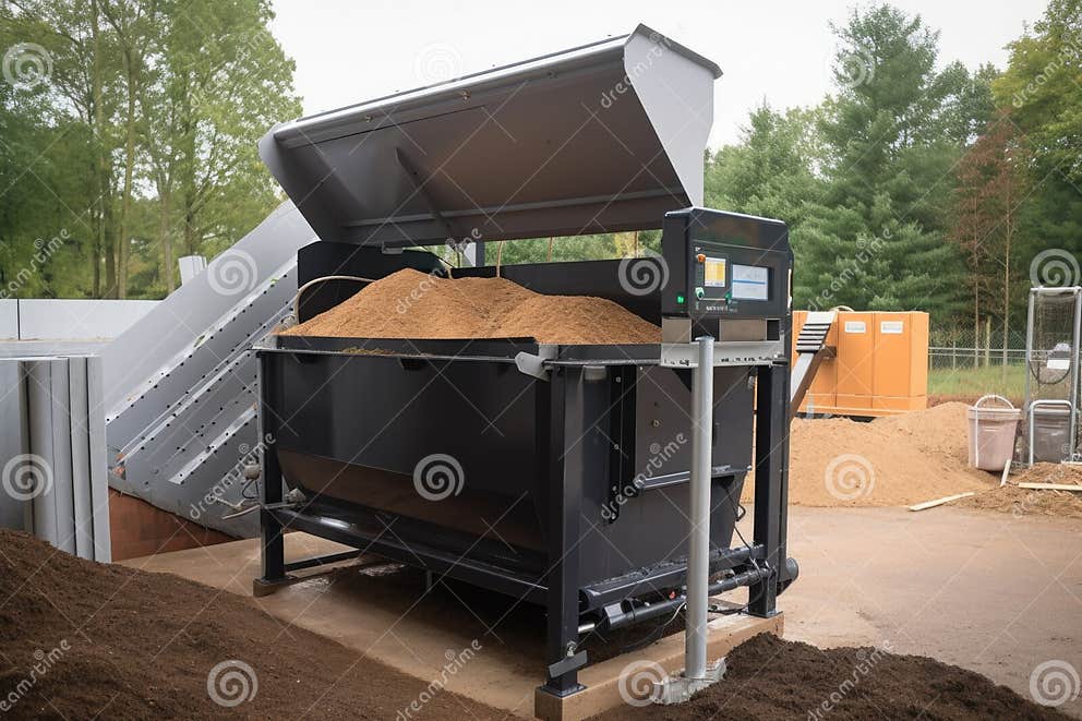Composting System with Automatic Turner and Aeration Stock Illustration ...