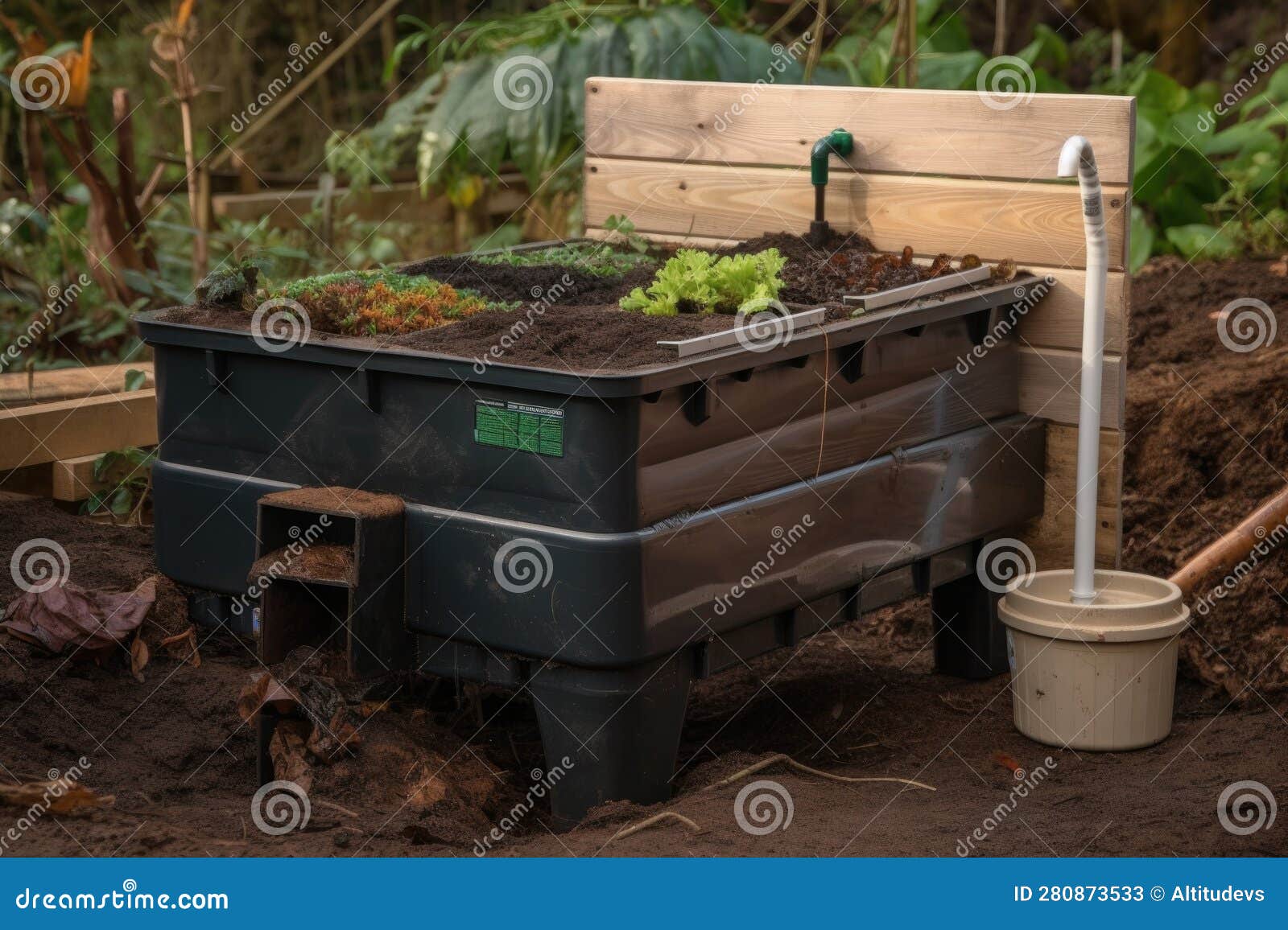 Composting System with Built-in Bin and Spigot for Easy Removal of ...